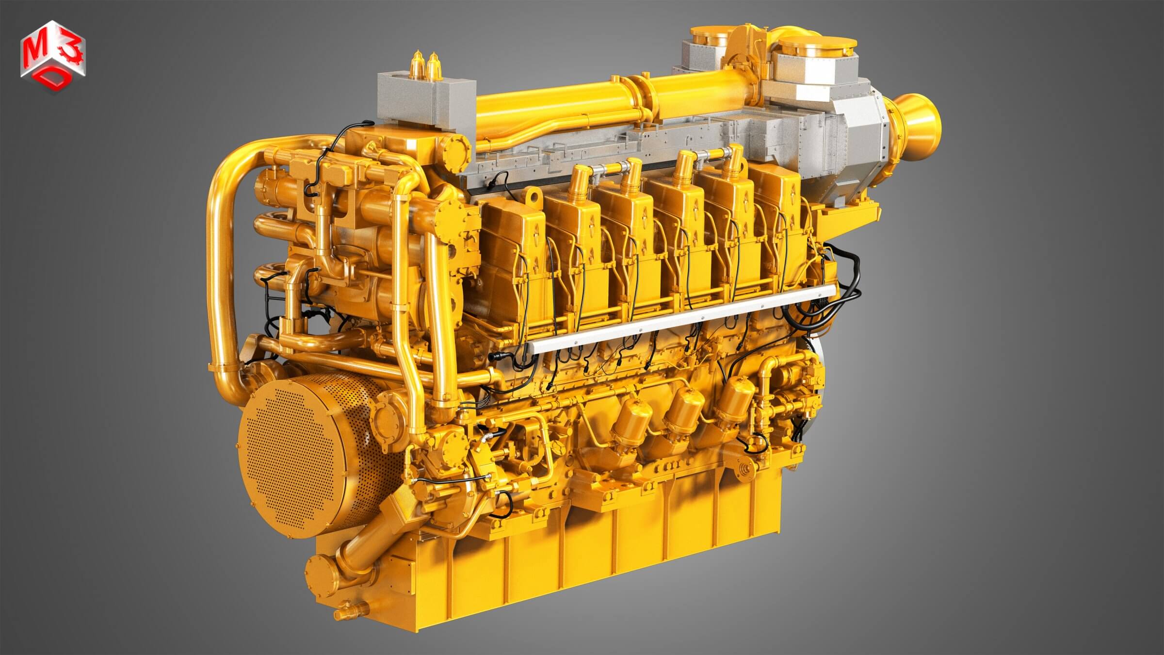 C280 Marine 12 Cylinder Engine - 3D Model by Markos3d