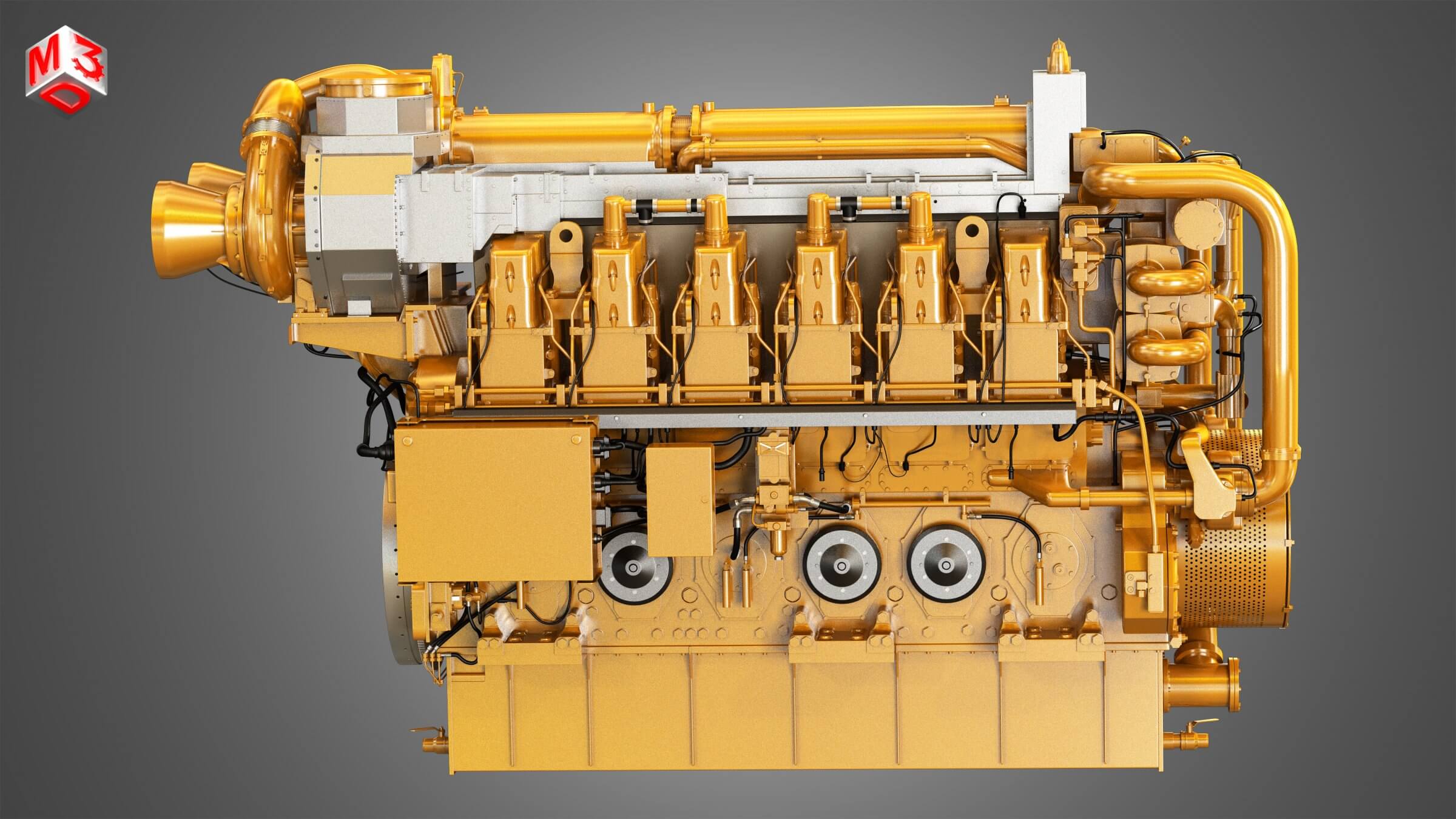 C280 Marine 12 Cylinder Engine - 3D Model by Markos3d