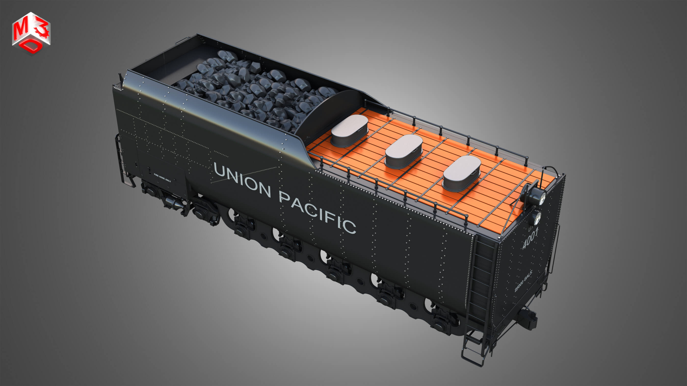 Coal Wagon - Big Boy 4014 - Steam Locomotive 3D Model by Markos3d