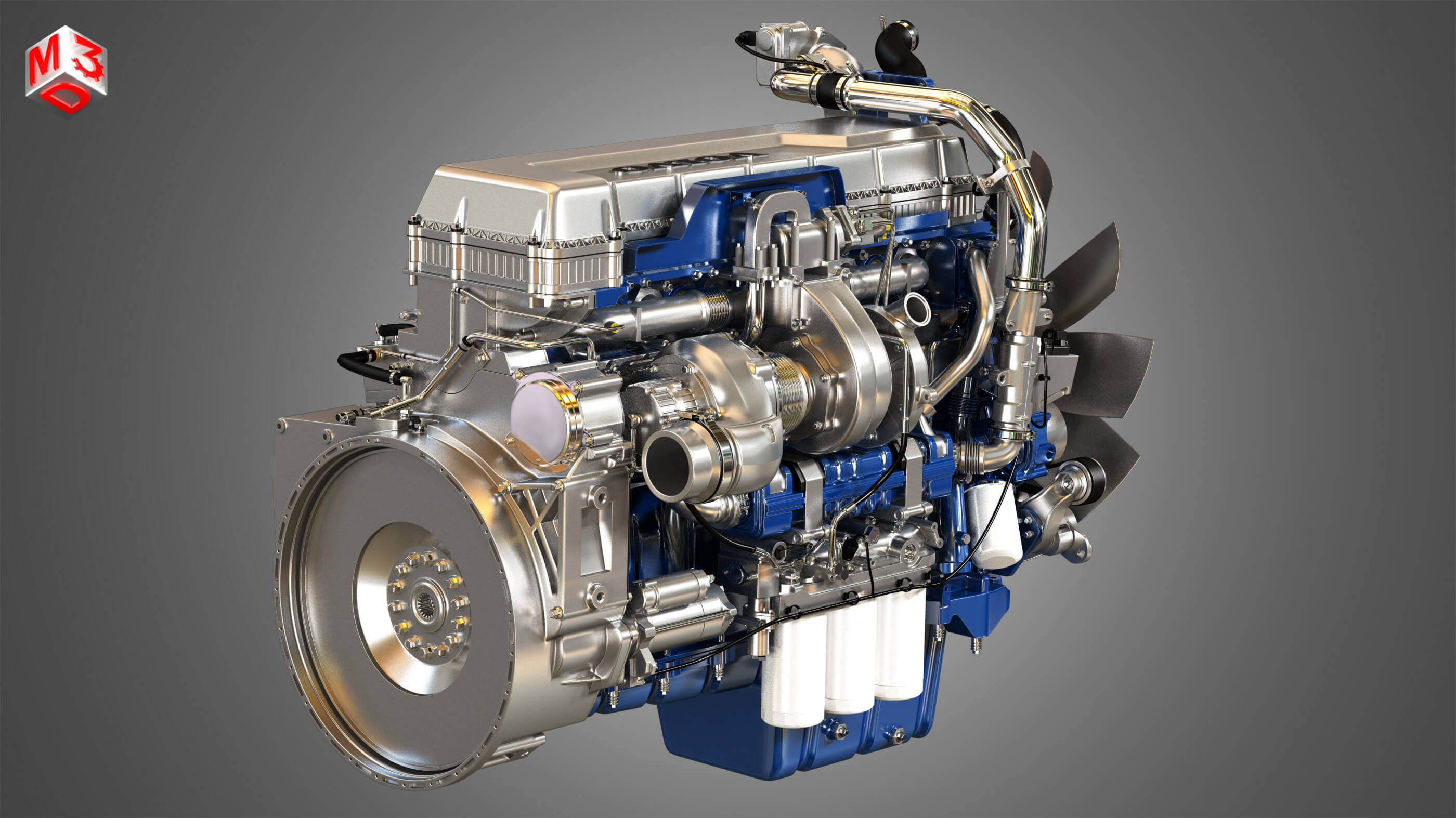 D13 Heavy Duty Truck Engine - 6 Cylinder Diesel Engine 3D Model by Markos3d