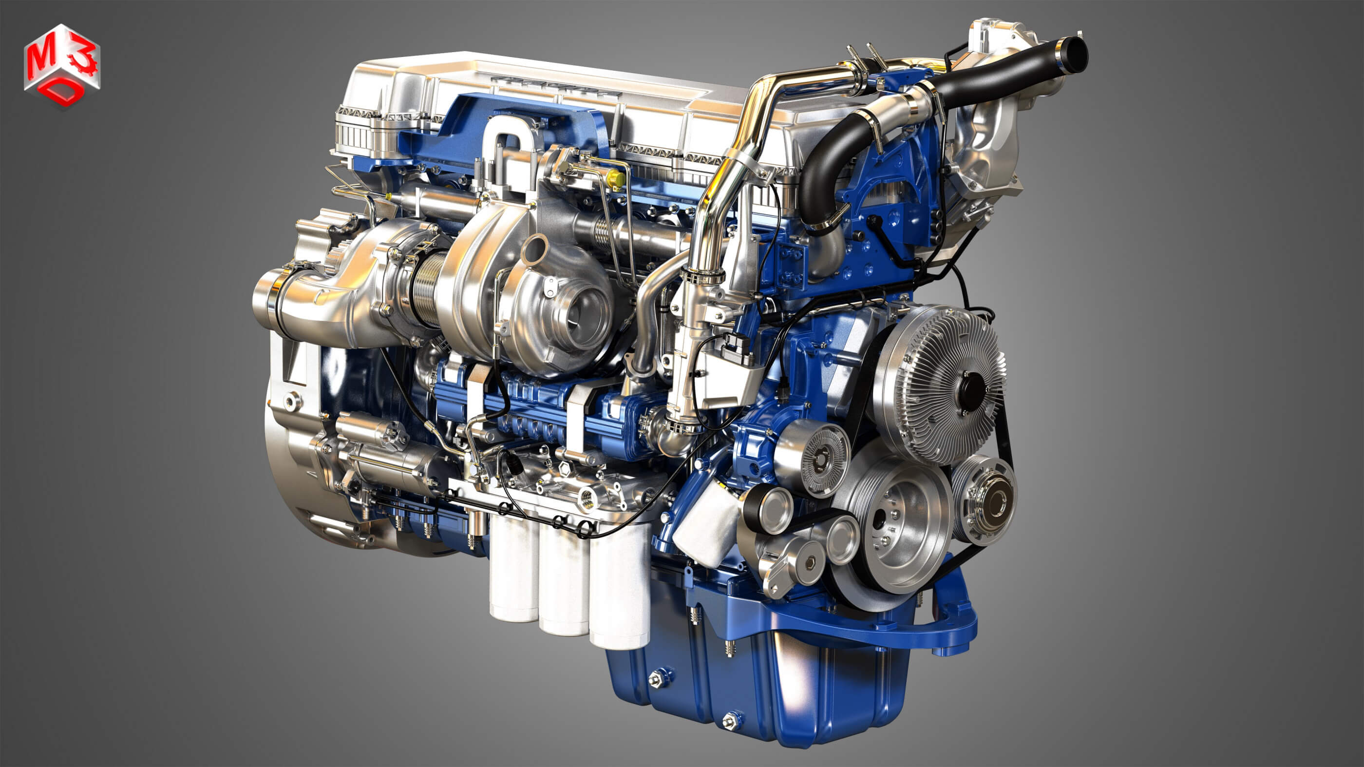 D13 Heavy Duty Truck Engine - 6 Cylinder Diesel Engine 3D Model by Markos3d