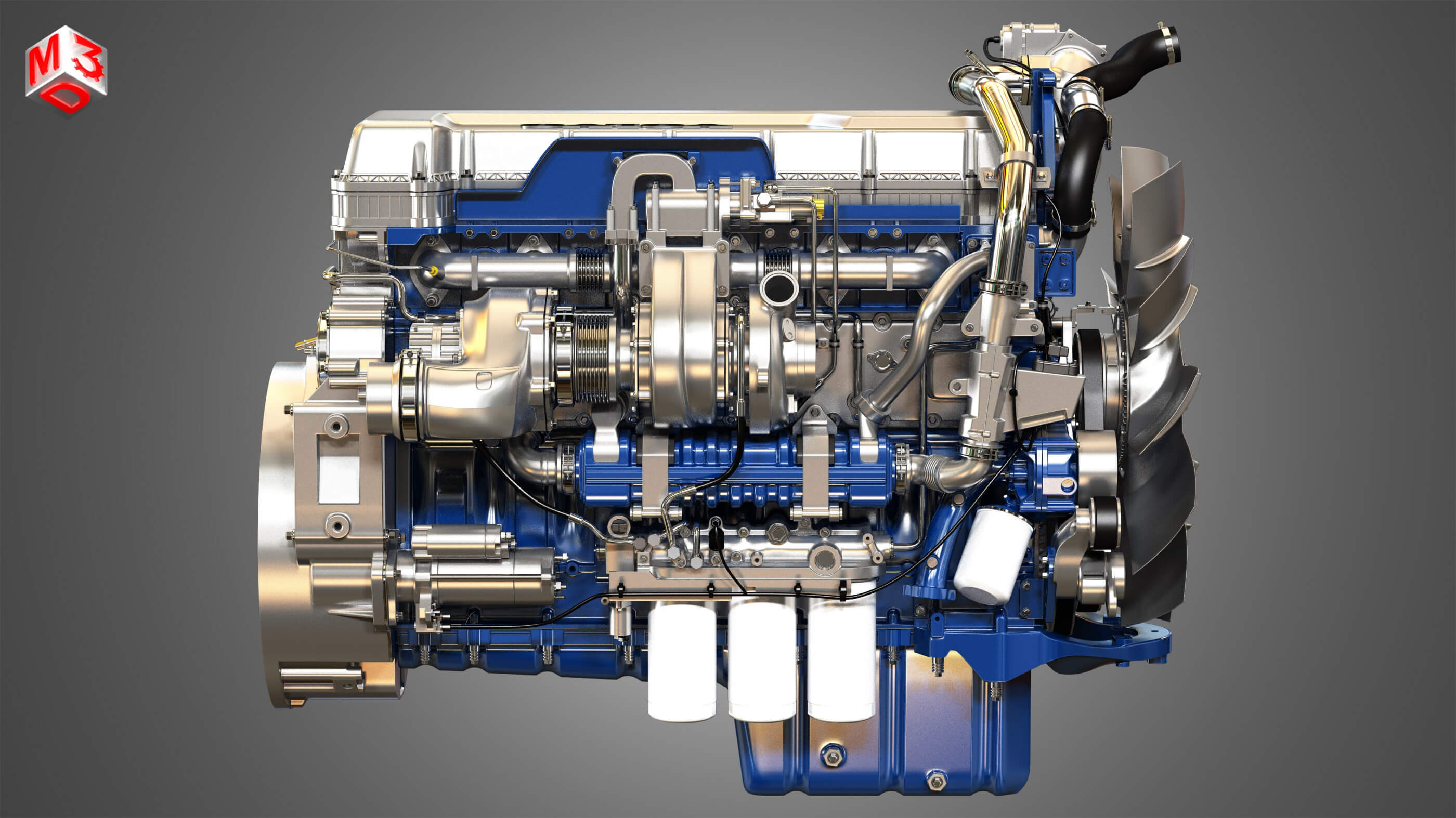 D13 Heavy Duty Truck Engine - 6 Cylinder Diesel Engine 3D Model by Markos3d
