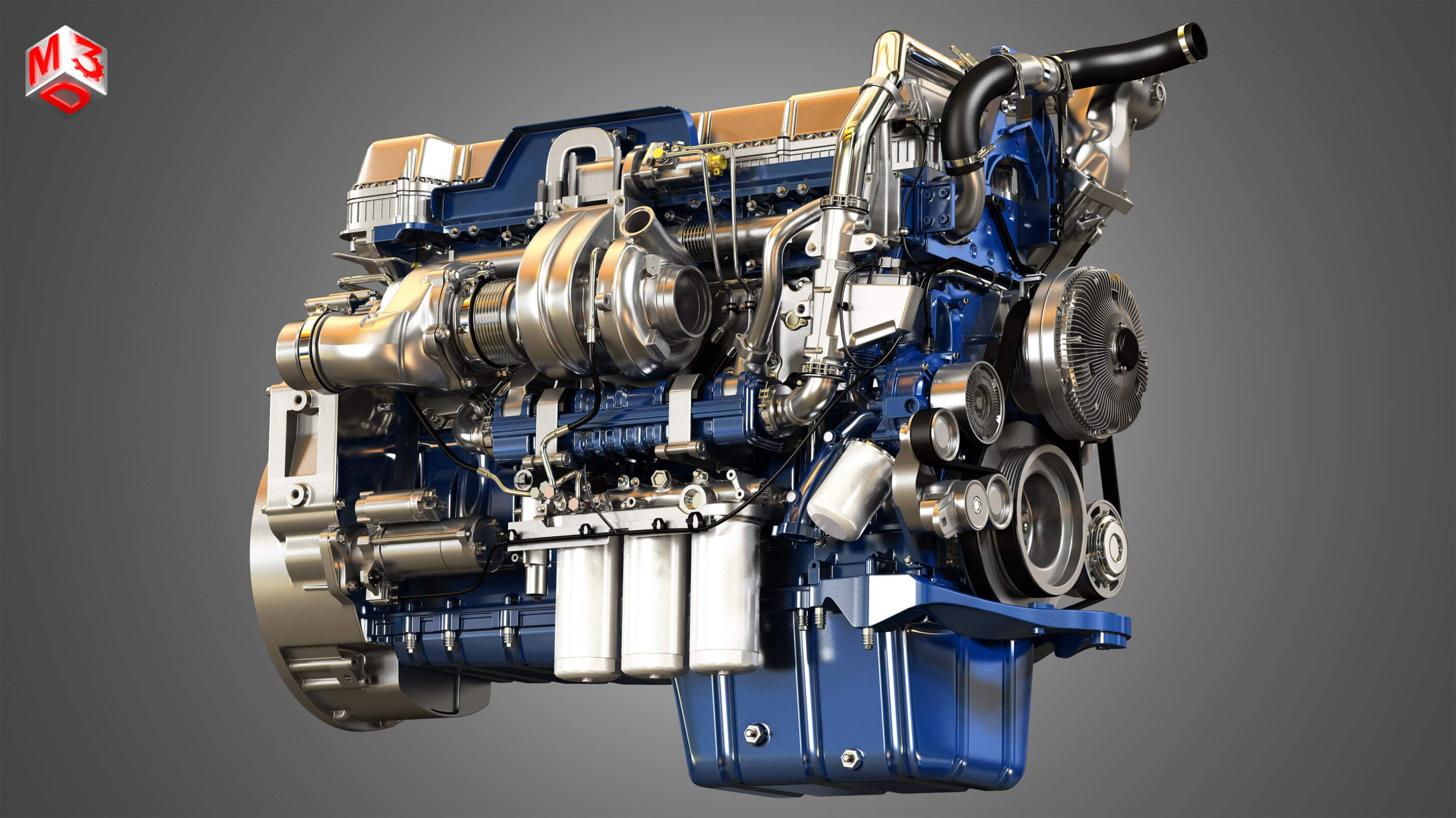 D13 Heavy Duty Truck Engine - 6 Cylinder Diesel Engine 3D Model by Markos3d