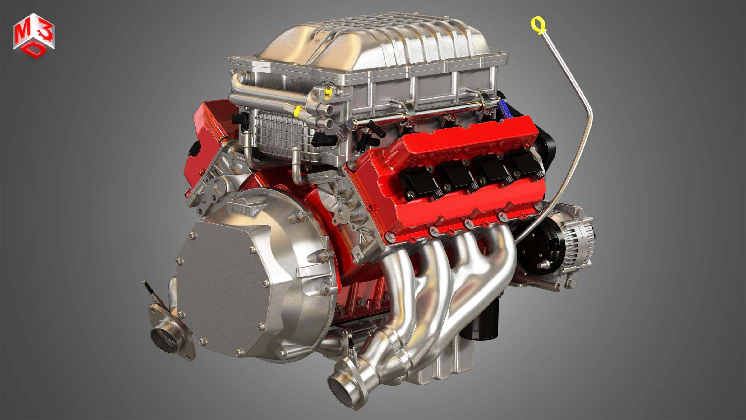 Demon Supercharged V8 Engine - 3D Model by Markos3d