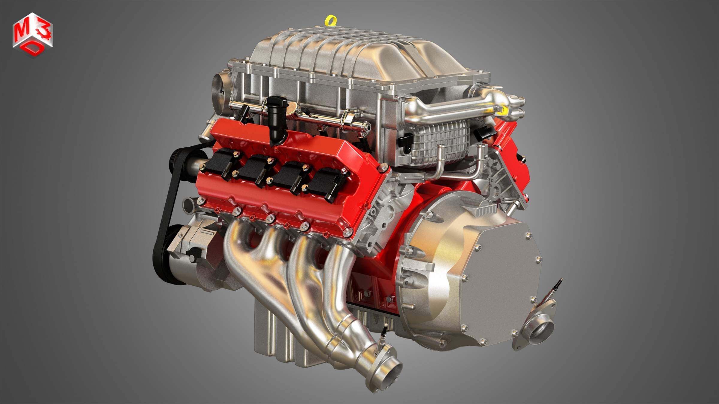 Demon Supercharged V8 Engine - 3D Model by Markos3d