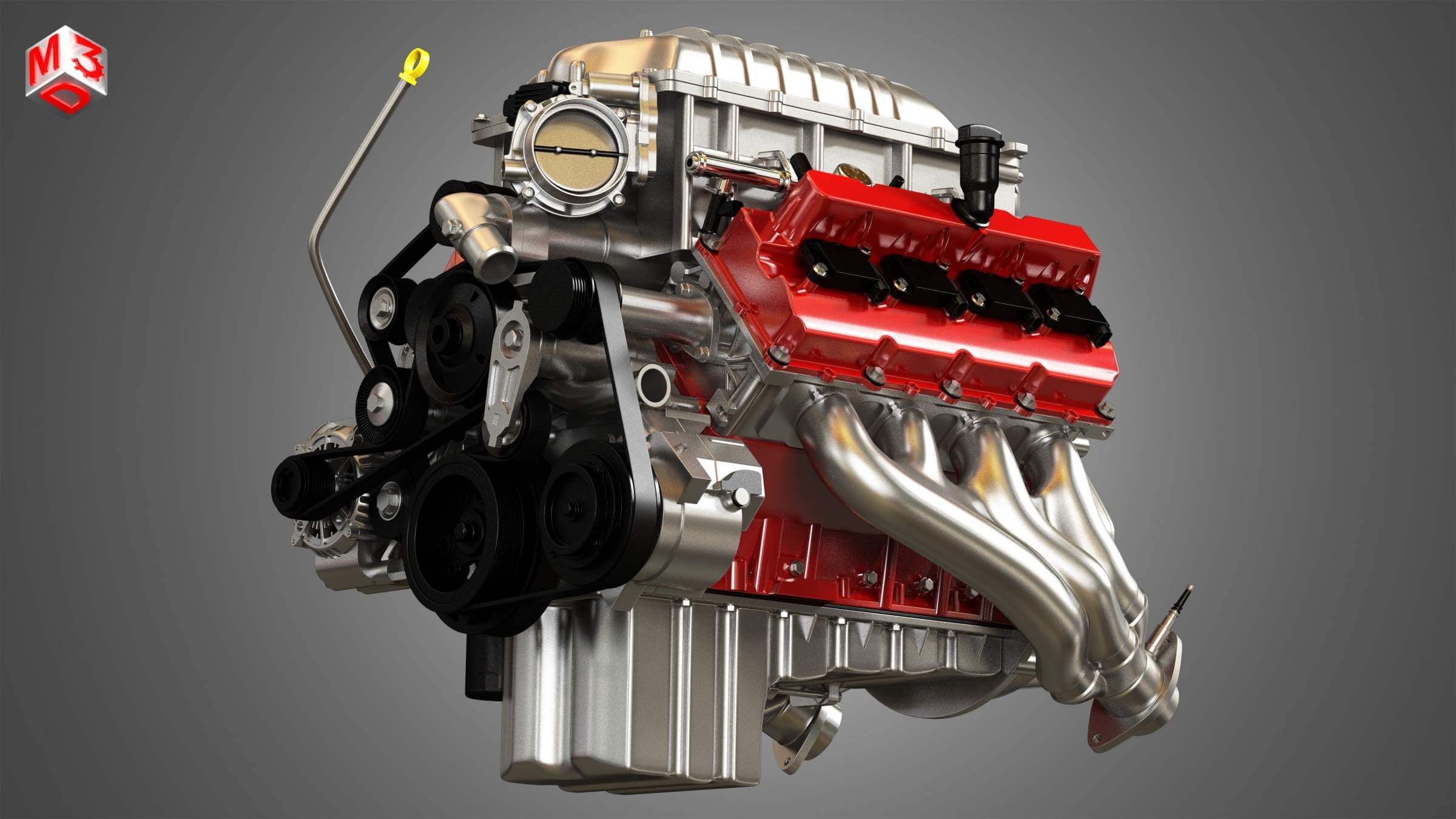 Demon Supercharged V8 Engine - 3D Model by Markos3d