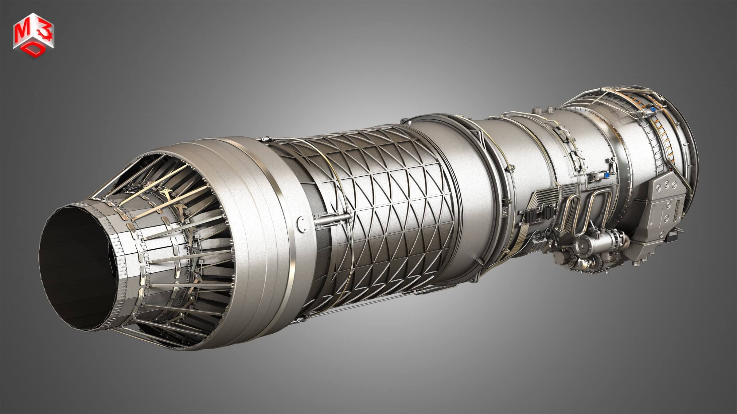 F100 - PW - 220 Turbofan Engine - with Interior Parts 3D Model by Markos3d