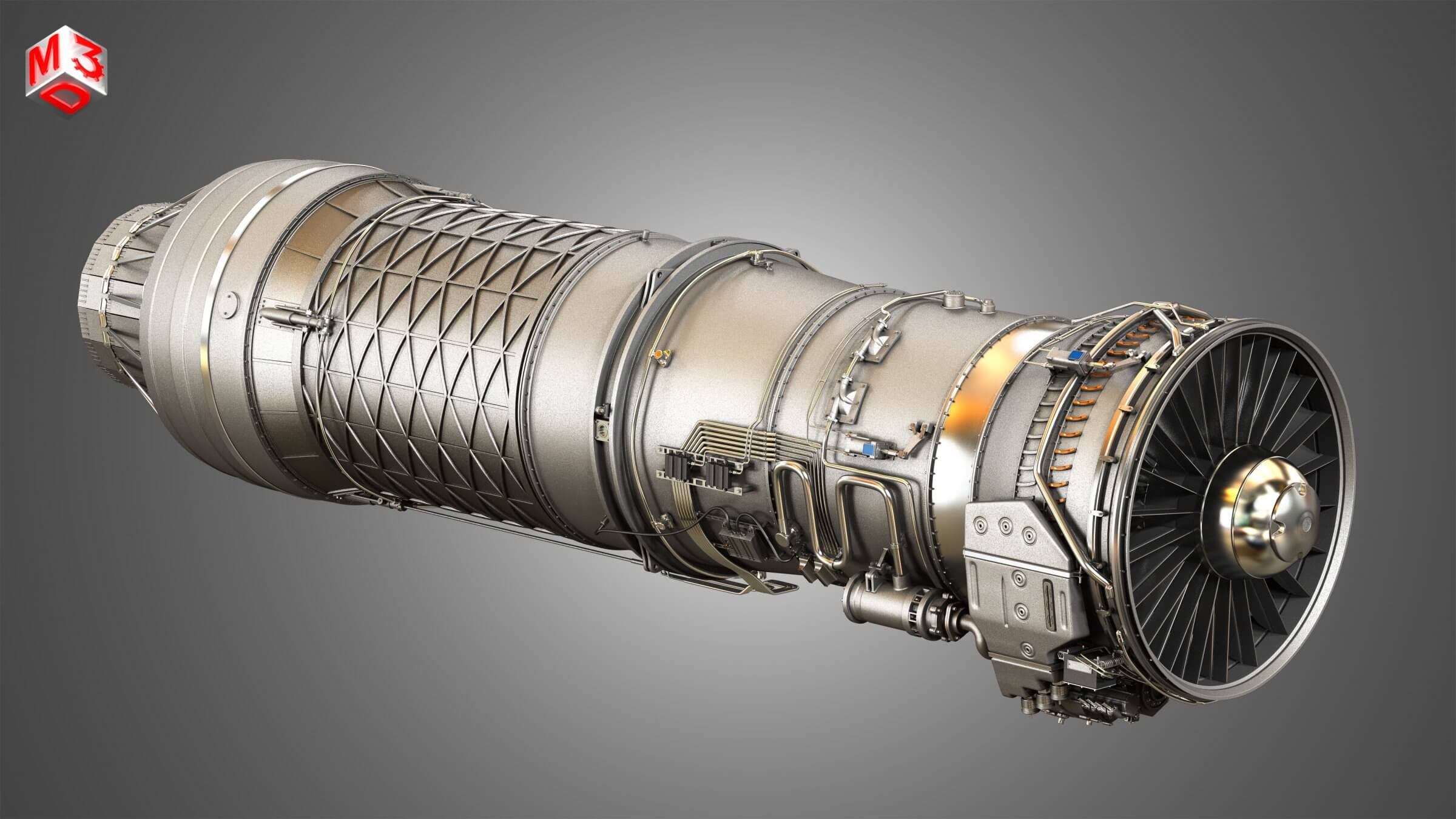 F100 - PW - 220 Turbofan Engine - with Interior Parts 3D Model by Markos3d