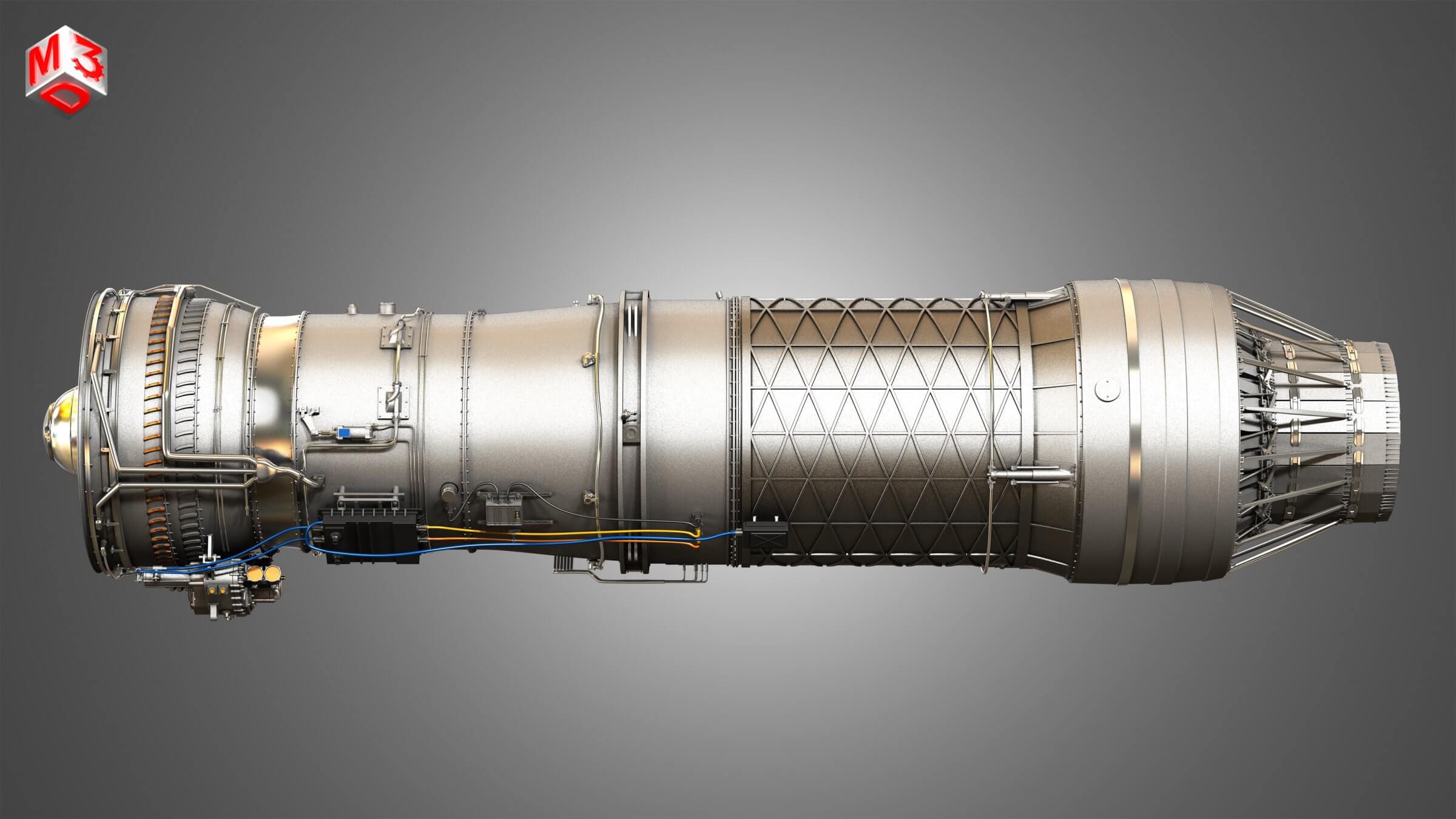 F100 - PW - 220 Turbofan Engine - with Interior Parts 3D Model by Markos3d