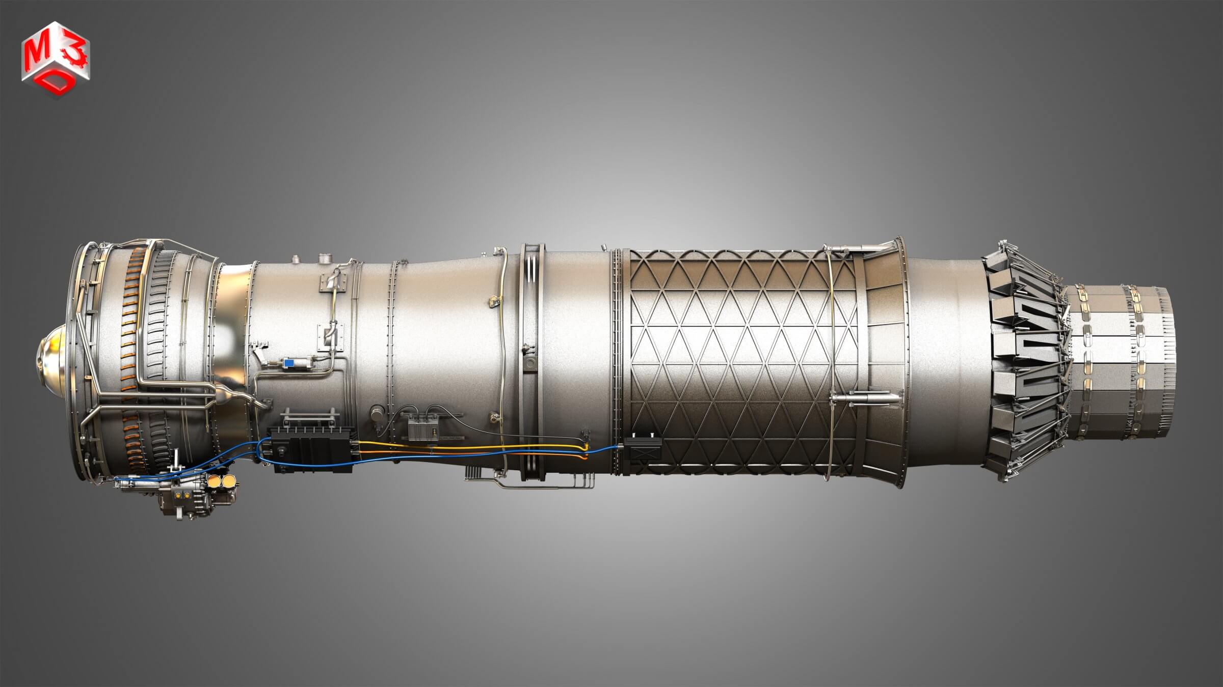 F100 - PW - 220 Turbofan Engine - with Interior Parts 3D Model by Markos3d