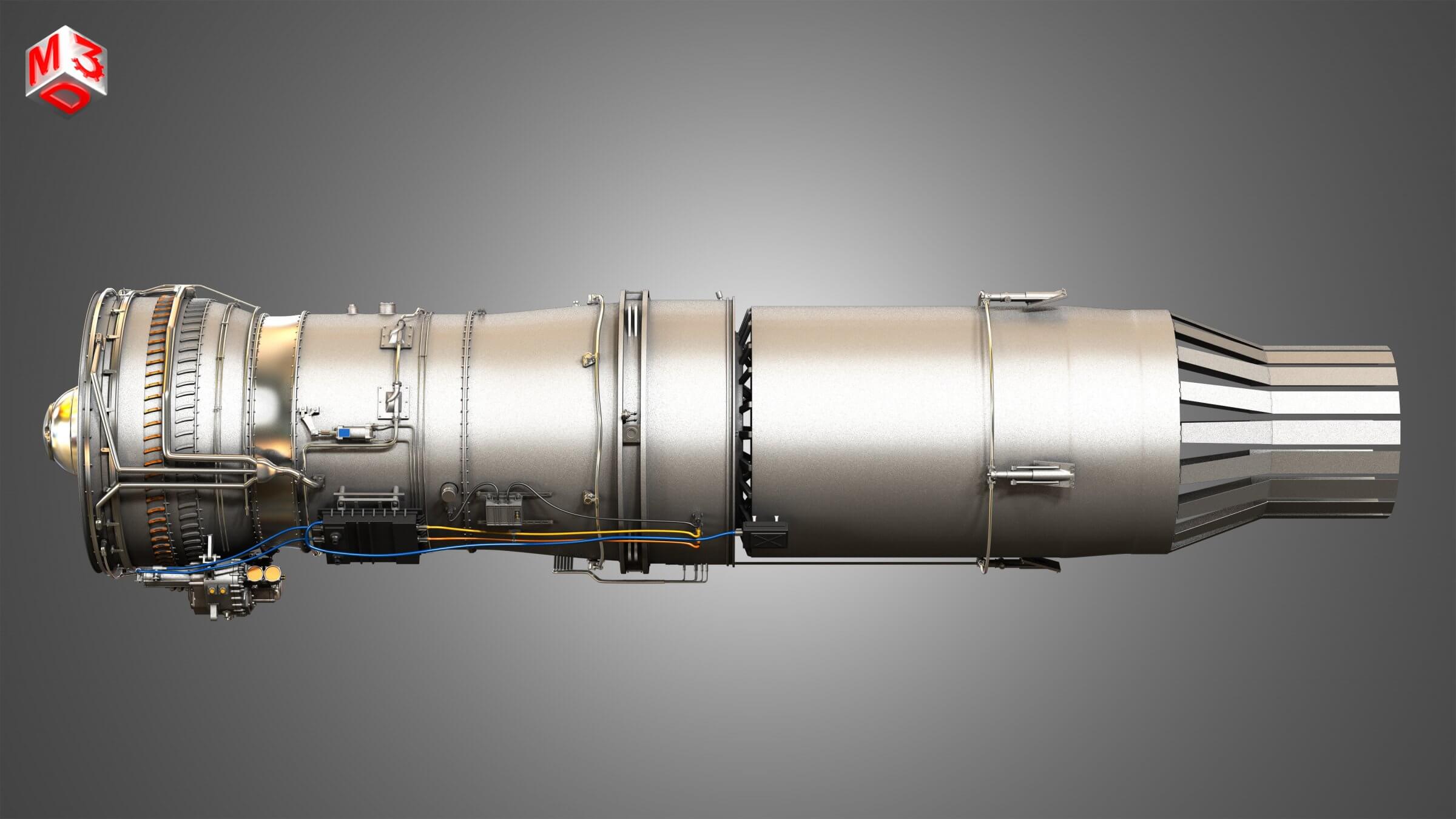 F100 - PW - 220 Turbofan Engine - with Interior Parts 3D Model by Markos3d