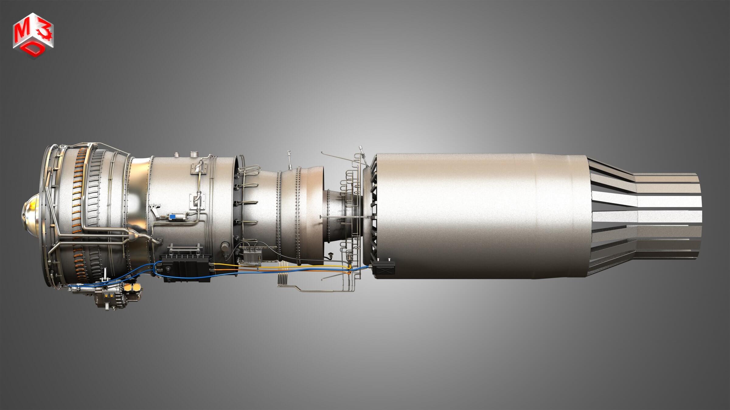 F100 - PW - 220 Turbofan Engine - with Interior Parts 3D Model by Markos3d