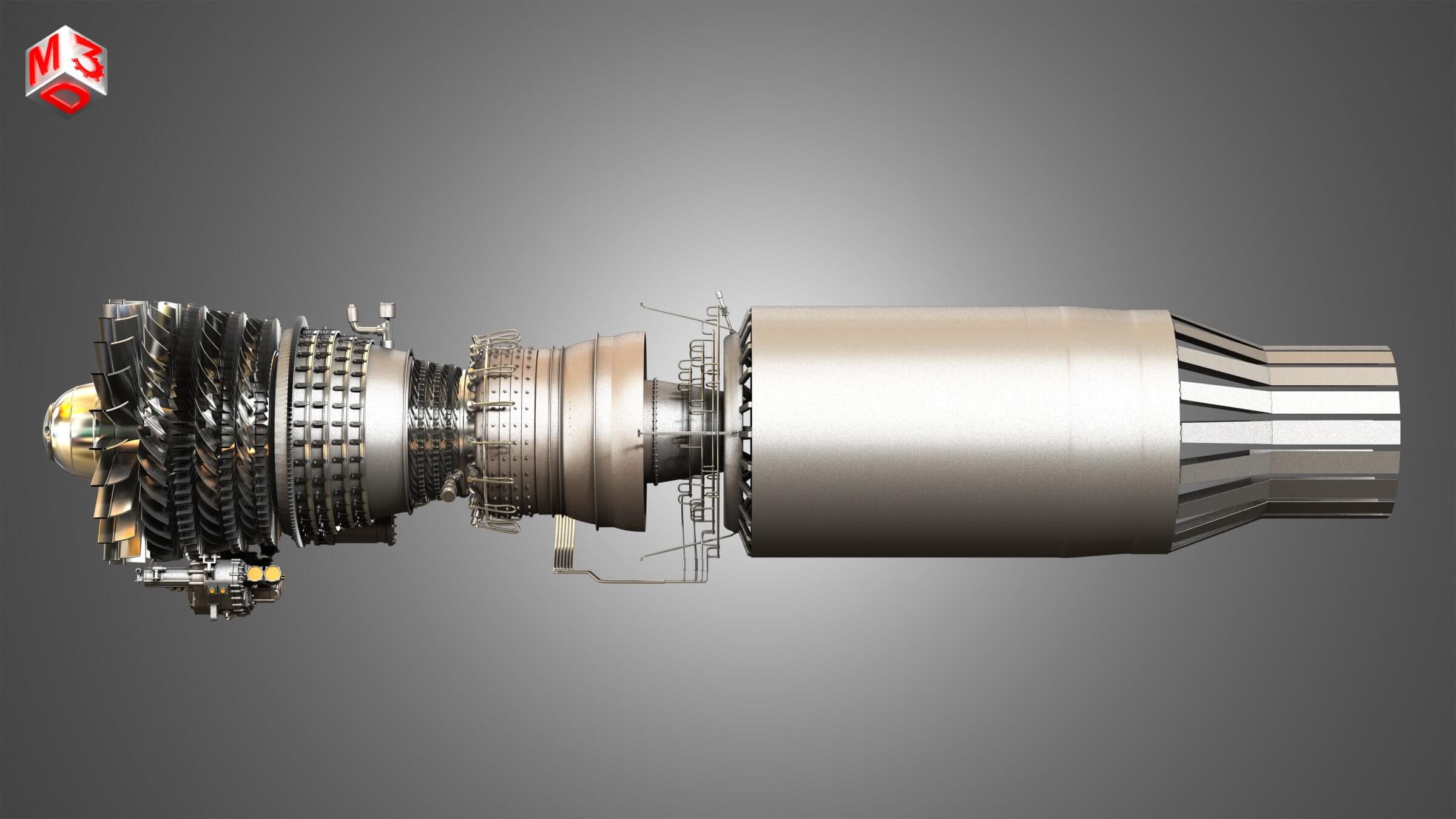 F100 - PW - 220 Turbofan Engine - with Interior Parts 3D Model by Markos3d
