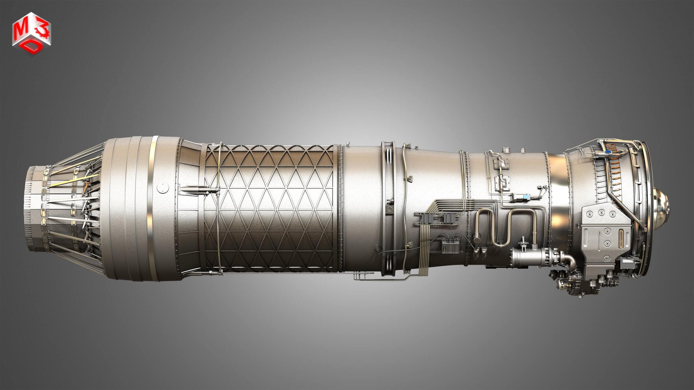 F100 - PW - 220 Turbofan Engine - with Interior Parts 3D Model by Markos3d