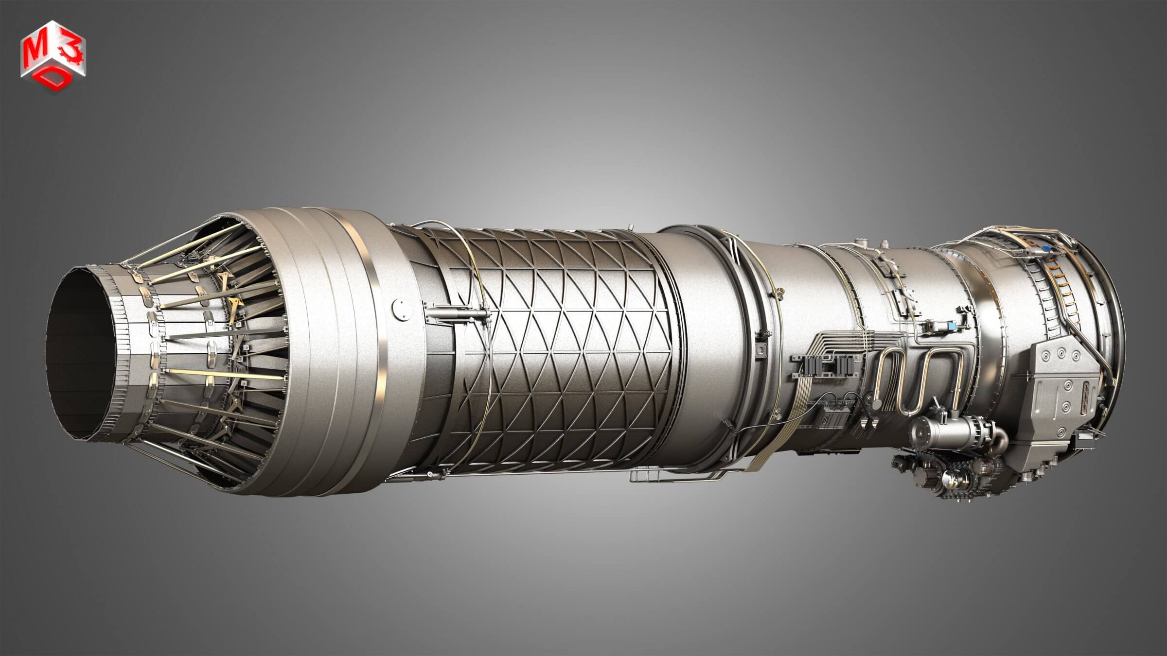 F100 - PW - 220 Turbofan Engine - with Interior Parts 3D Model by Markos3d