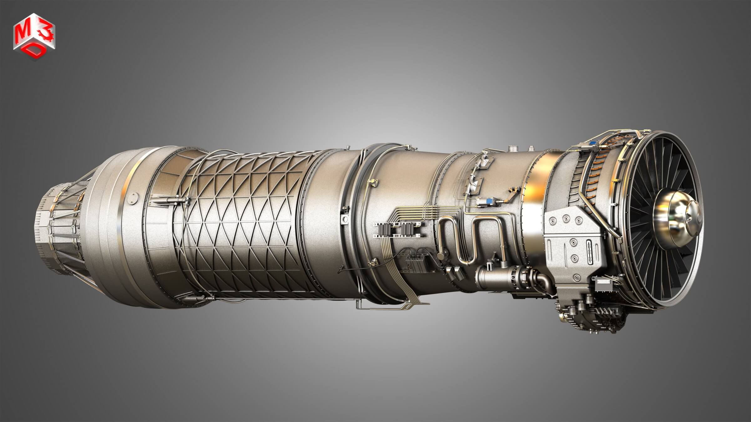 F100 - PW - 220 Turbofan Engine - with Interior Parts 3D Model by Markos3d