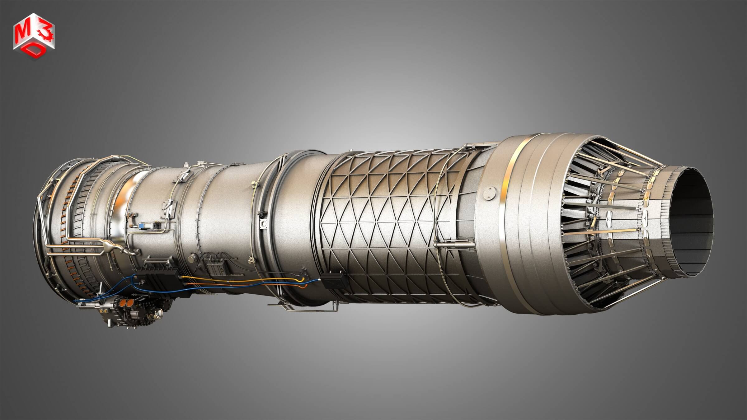 F100 - PW - 220 Turbofan Engine - with Interior Parts 3D Model by Markos3d