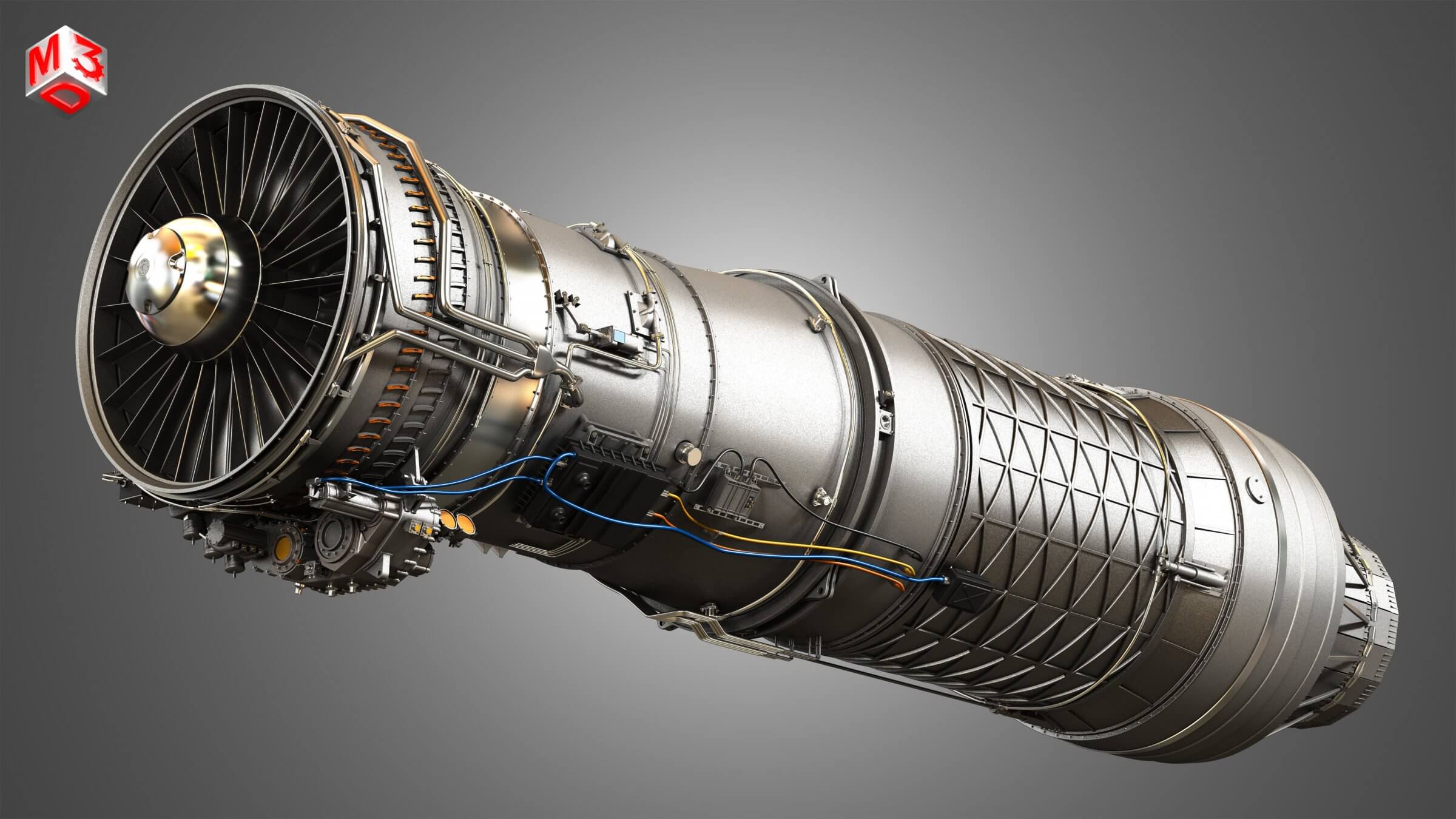 F100 - PW - 220 Turbofan Engine - with Interior Parts 3D Model by Markos3d