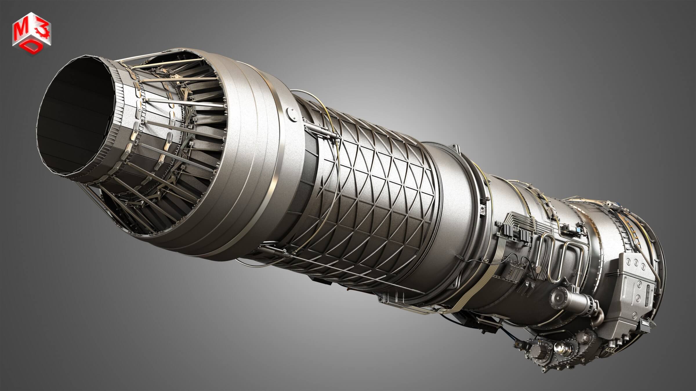 F100 - PW - 220 Turbofan Engine - with Interior Parts 3D Model by Markos3d