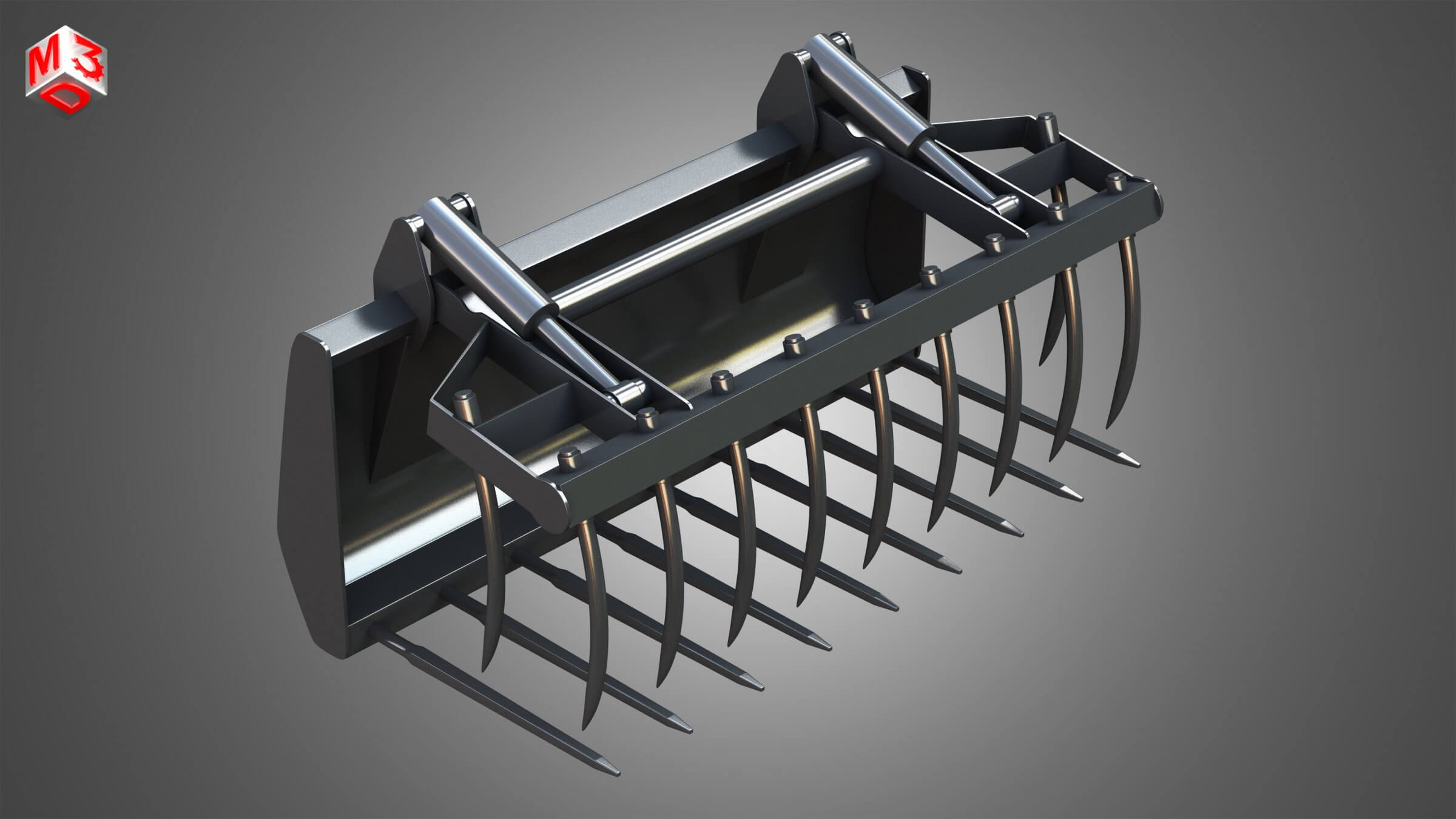 Fork with Grapple - Front Loader 3D Model by Markos3d