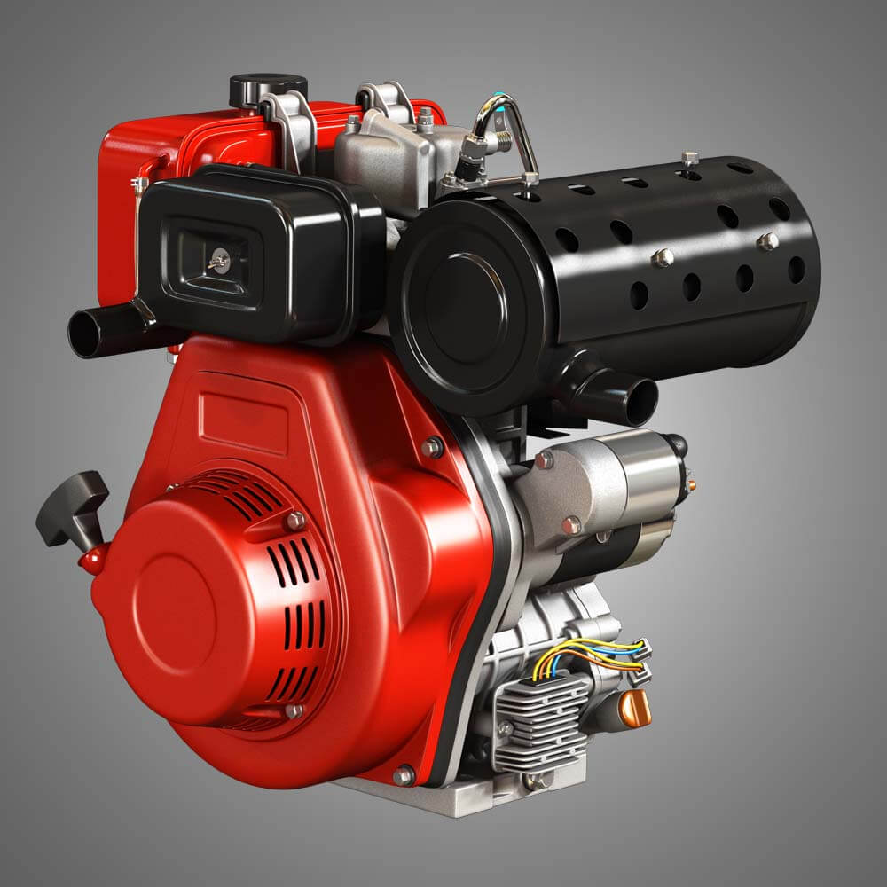 KD192F Single Cylinder Air-Cooled Engine 3D Render by Markos3d