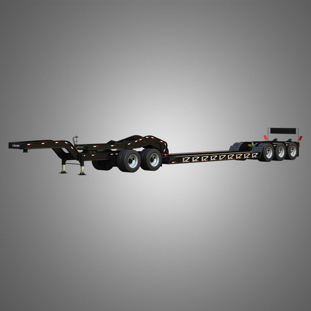 Lowboy Double Trailer - Oversize Load 3D Render by Markos3d