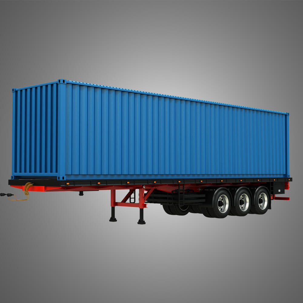 Tri-Axle Container Trailer 3D Render, Digital Art by Markos3d
