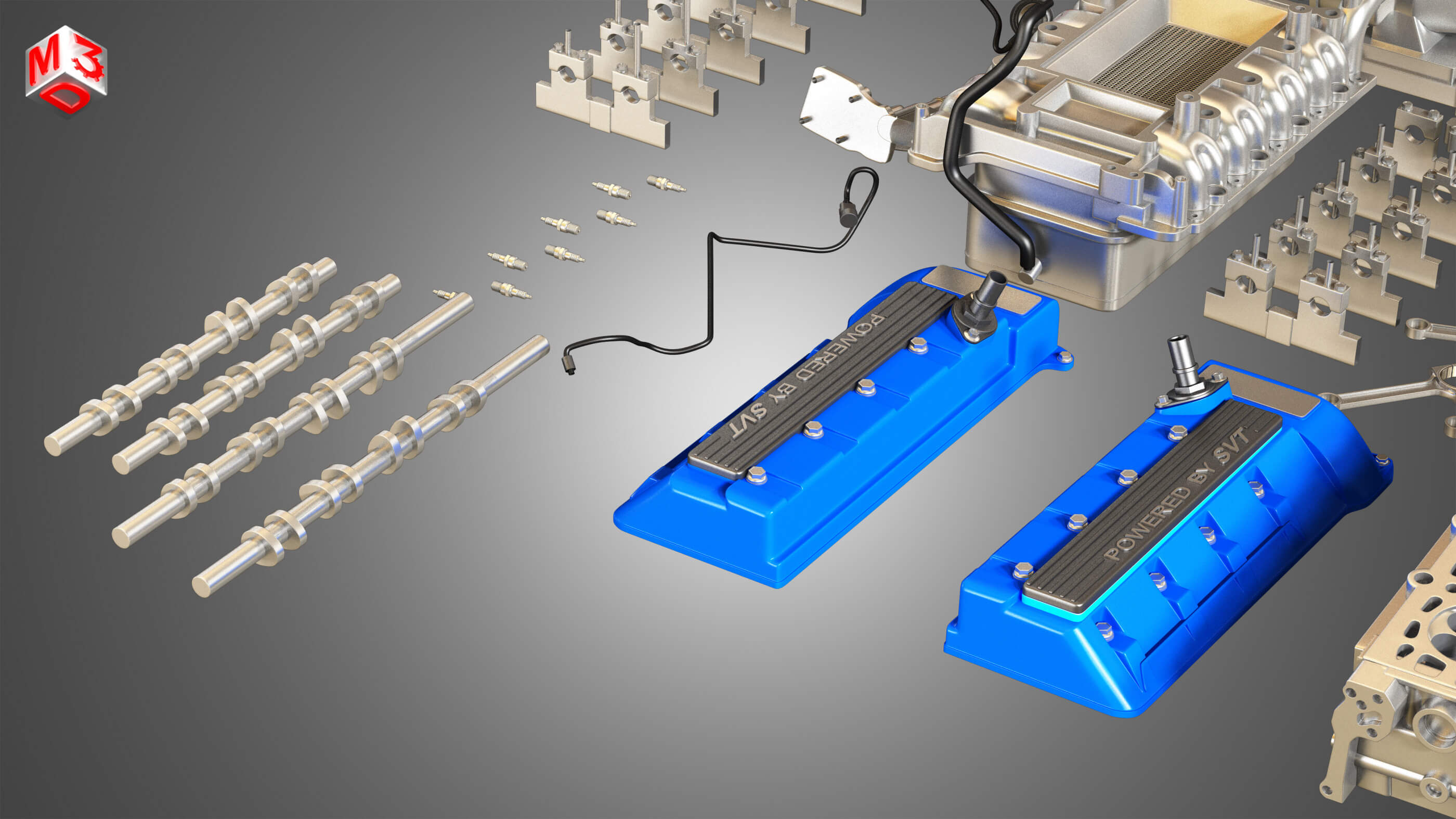 GT500 Engine - Distributed on The Ground 3D Model by Markos3d