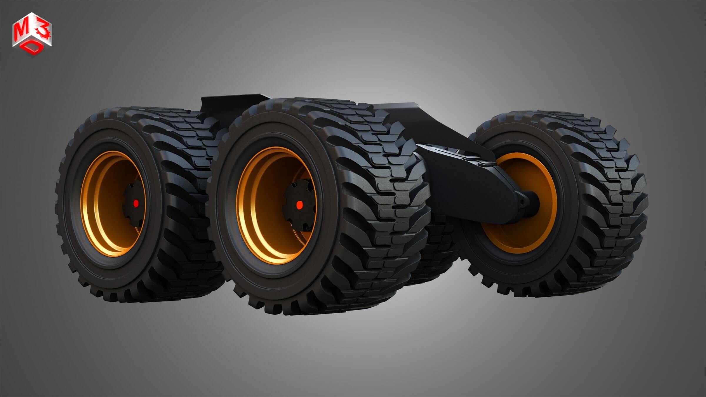 H21D Forestry Harvester Wheels and Tires with Suspension - 3D Model by ...