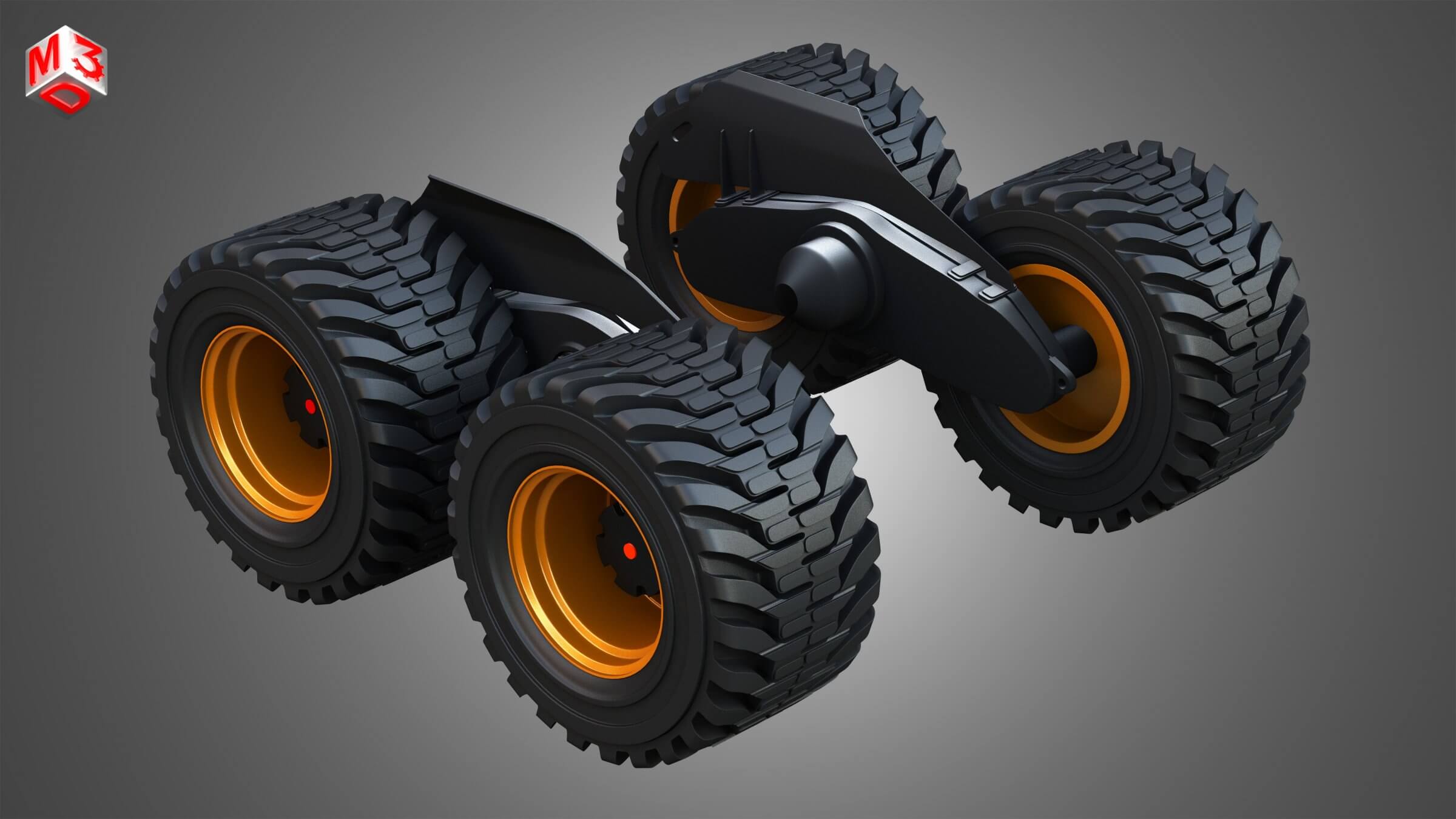 H21D Forestry Harvester Wheels and Tires with Suspension - 3D Model by ...