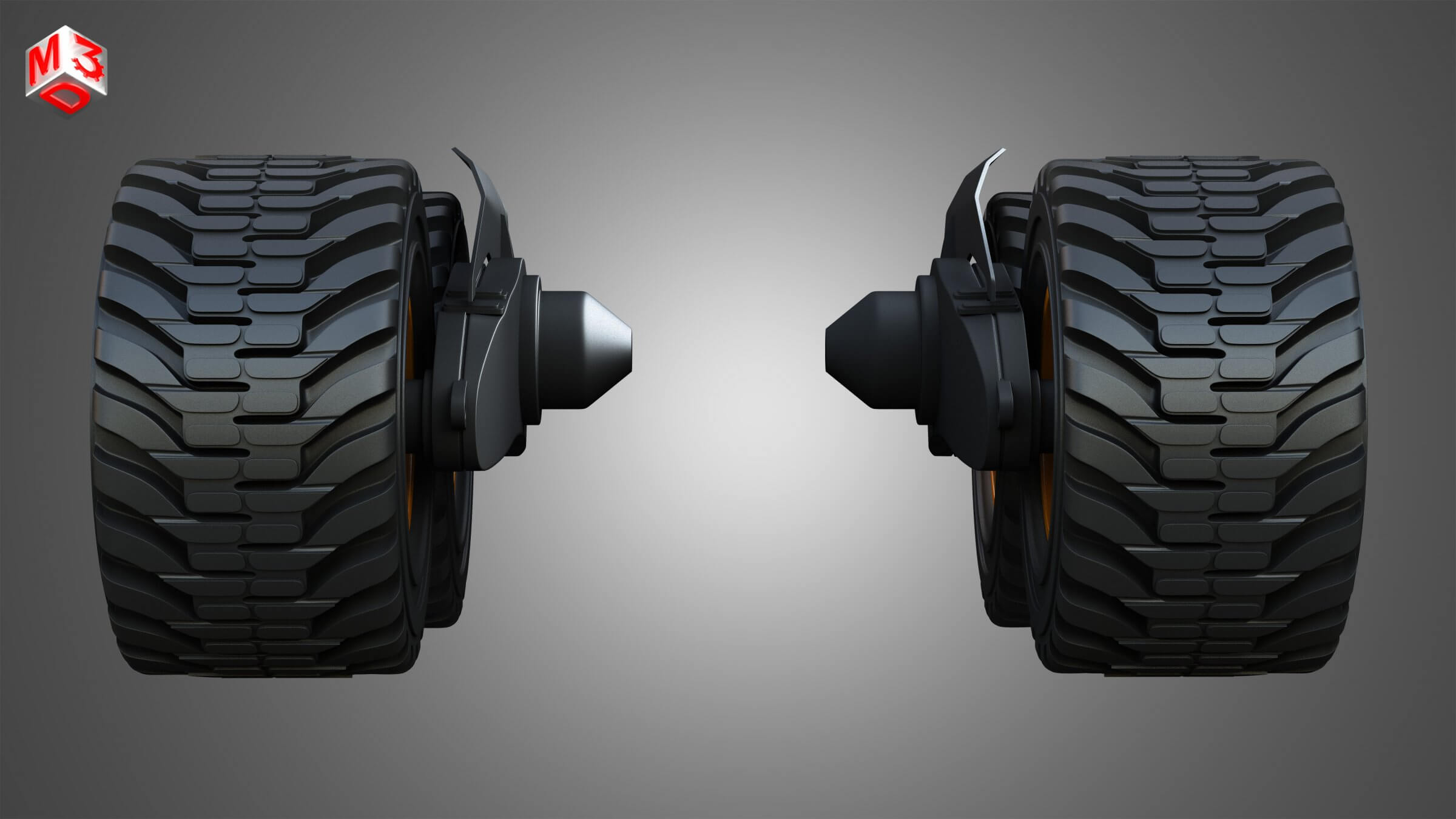 H21D Forestry Harvester Wheels and Tires with Suspension - 3D Model by ...