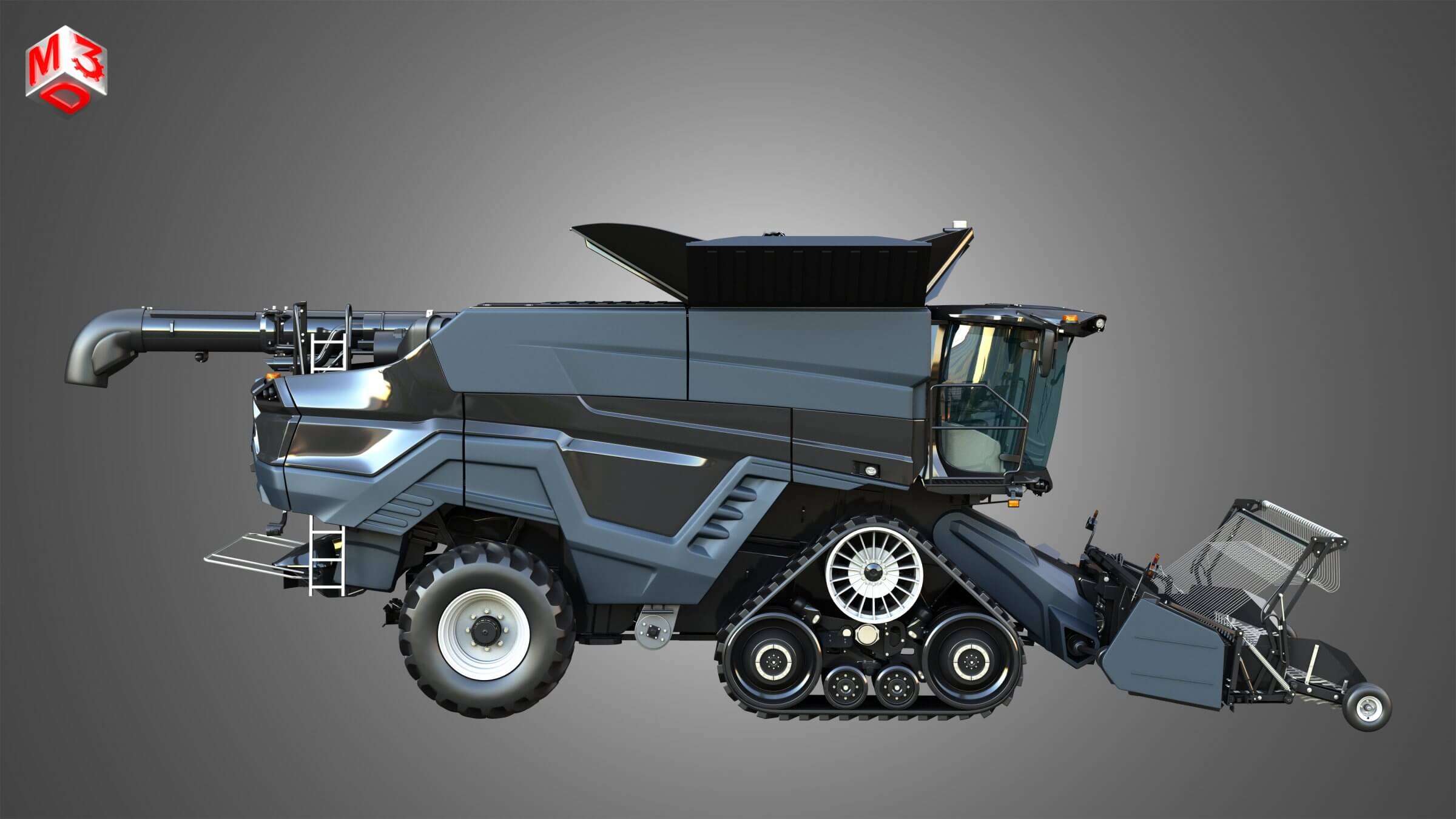 Ideal Combine with Forage Harvester Head - 3D Model by Markos3d