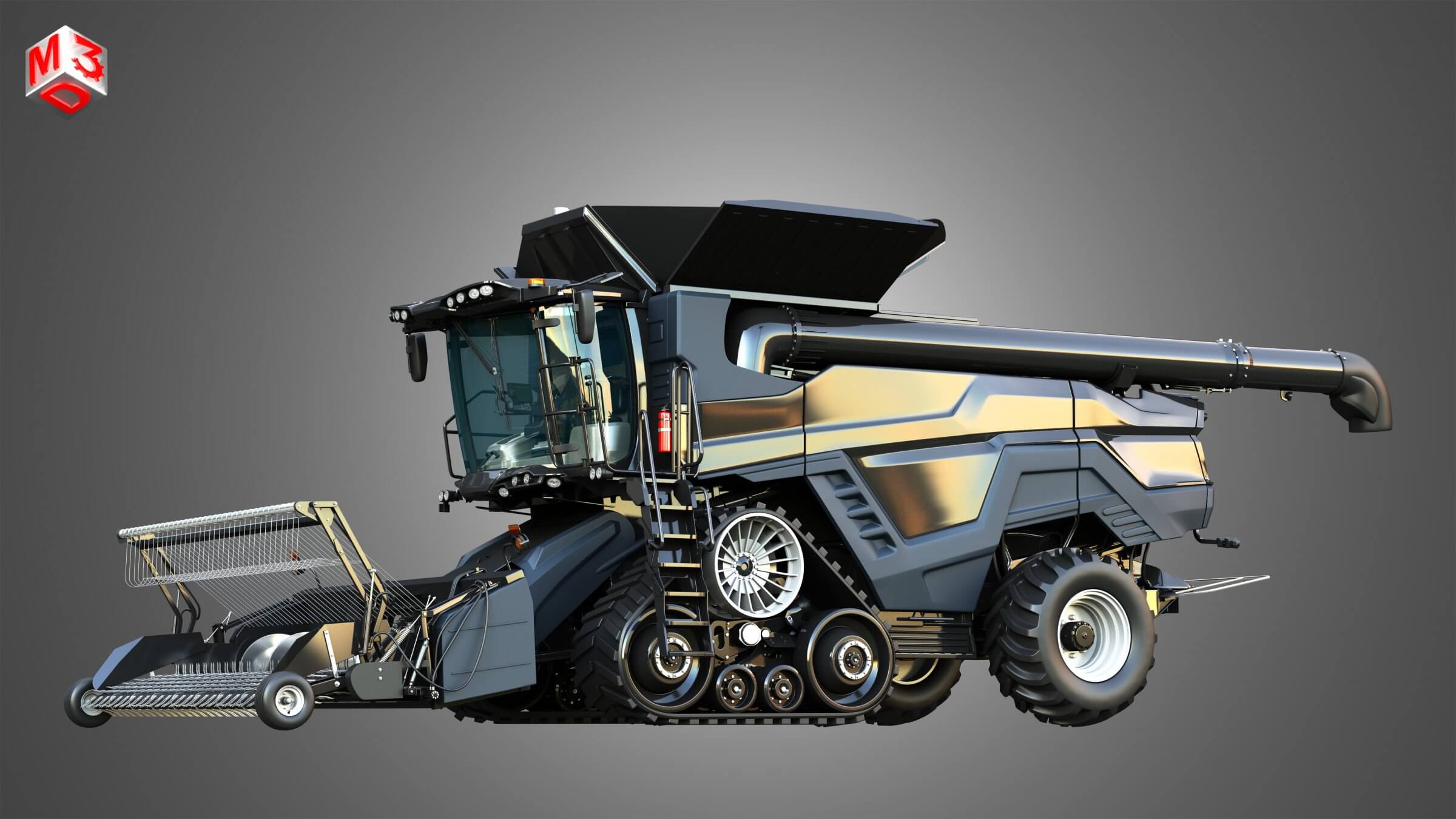 Ideal Combine with Forage Harvester Head - 3D Model by Markos3d