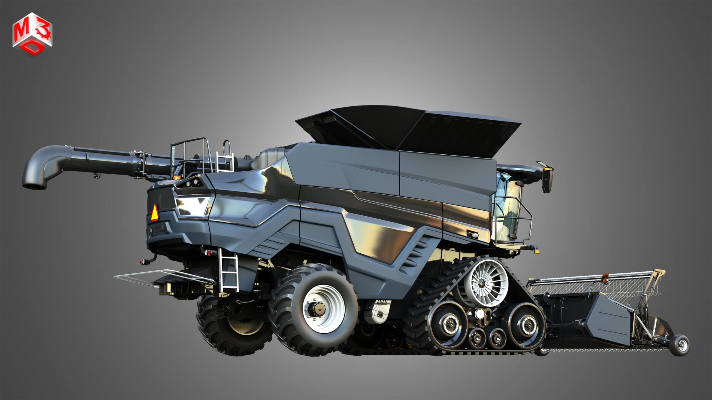 Ideal Combine with Forage Harvester Head - 3D Model by Markos3d