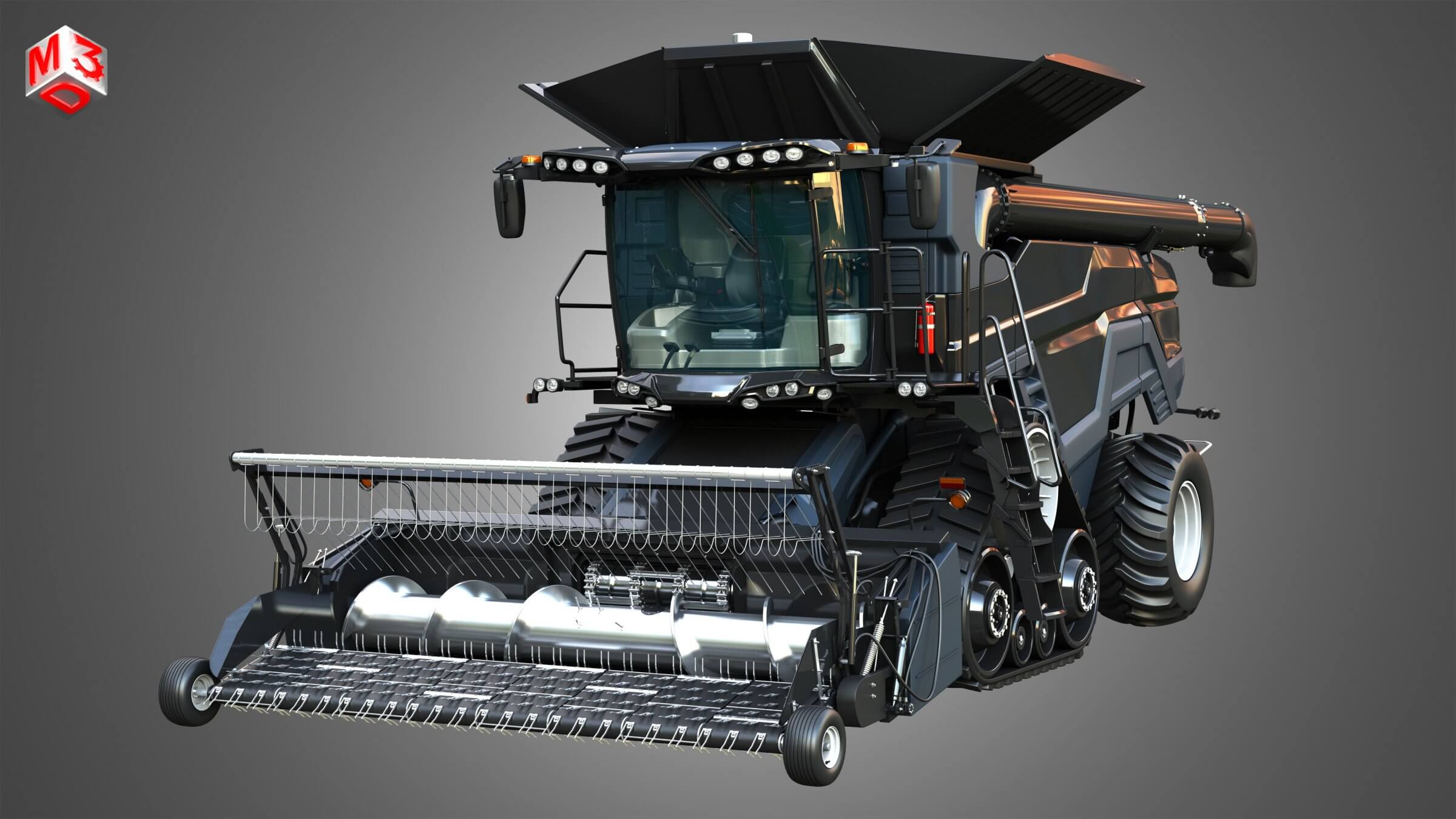Ideal Combine with Forage Harvester Head - 3D Model by Markos3d