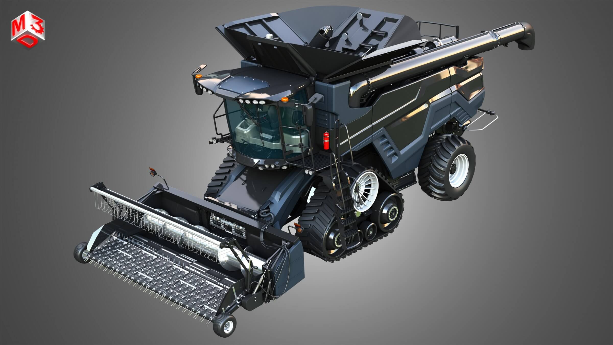 Ideal Combine with Forage Harvester Head - 3D Model by Markos3d