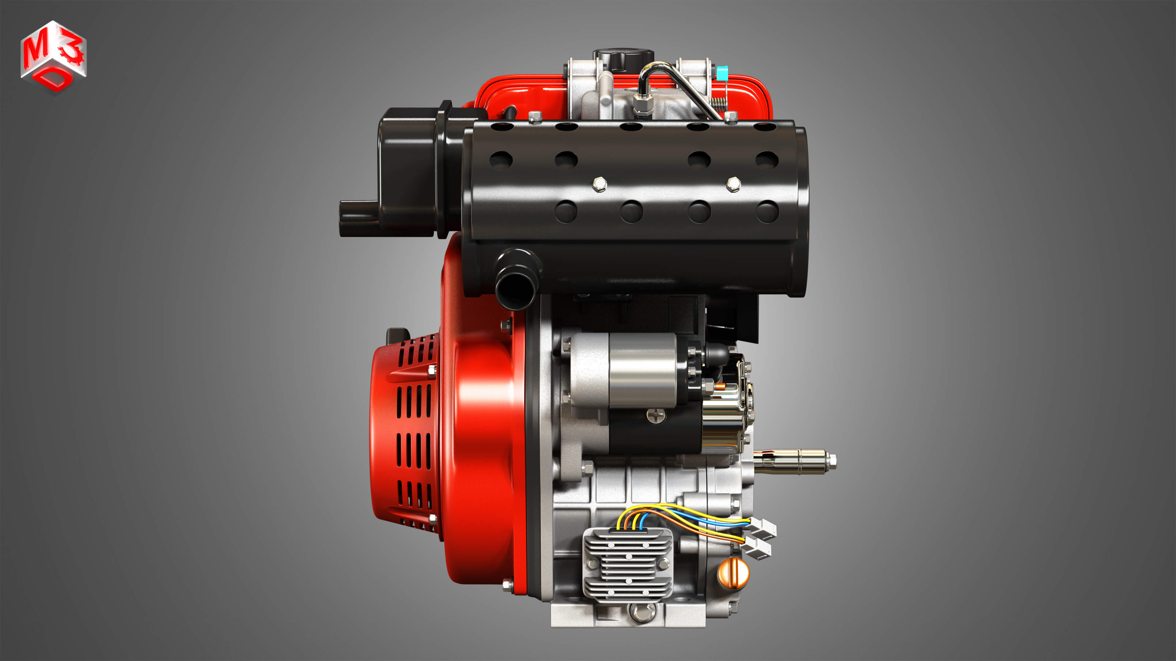 KD192F Single Cylinder Air-Cooled Engine 3D Model by Markos3d