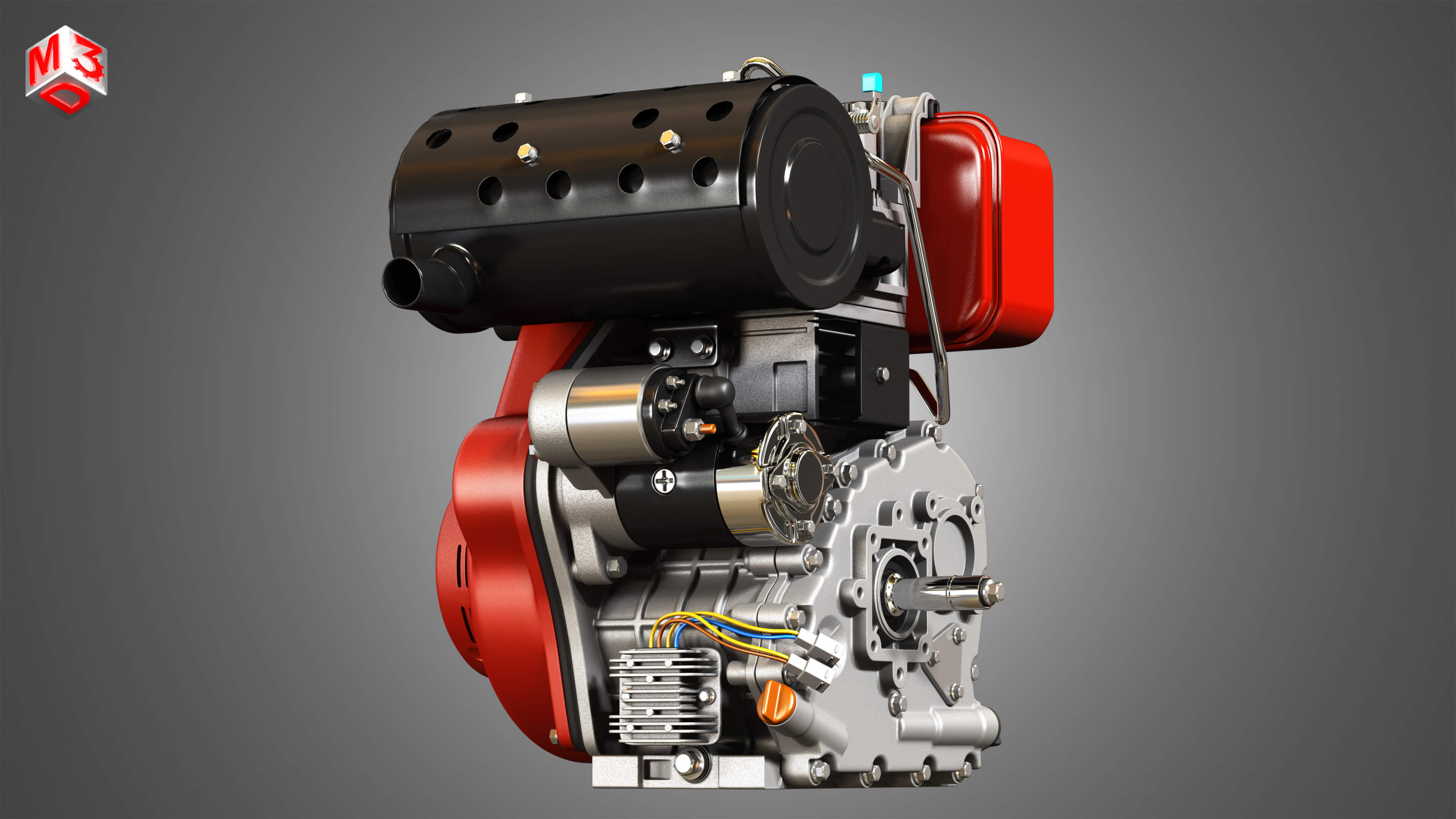 KD192F Single Cylinder Air-Cooled Engine 3D Model by Markos3d