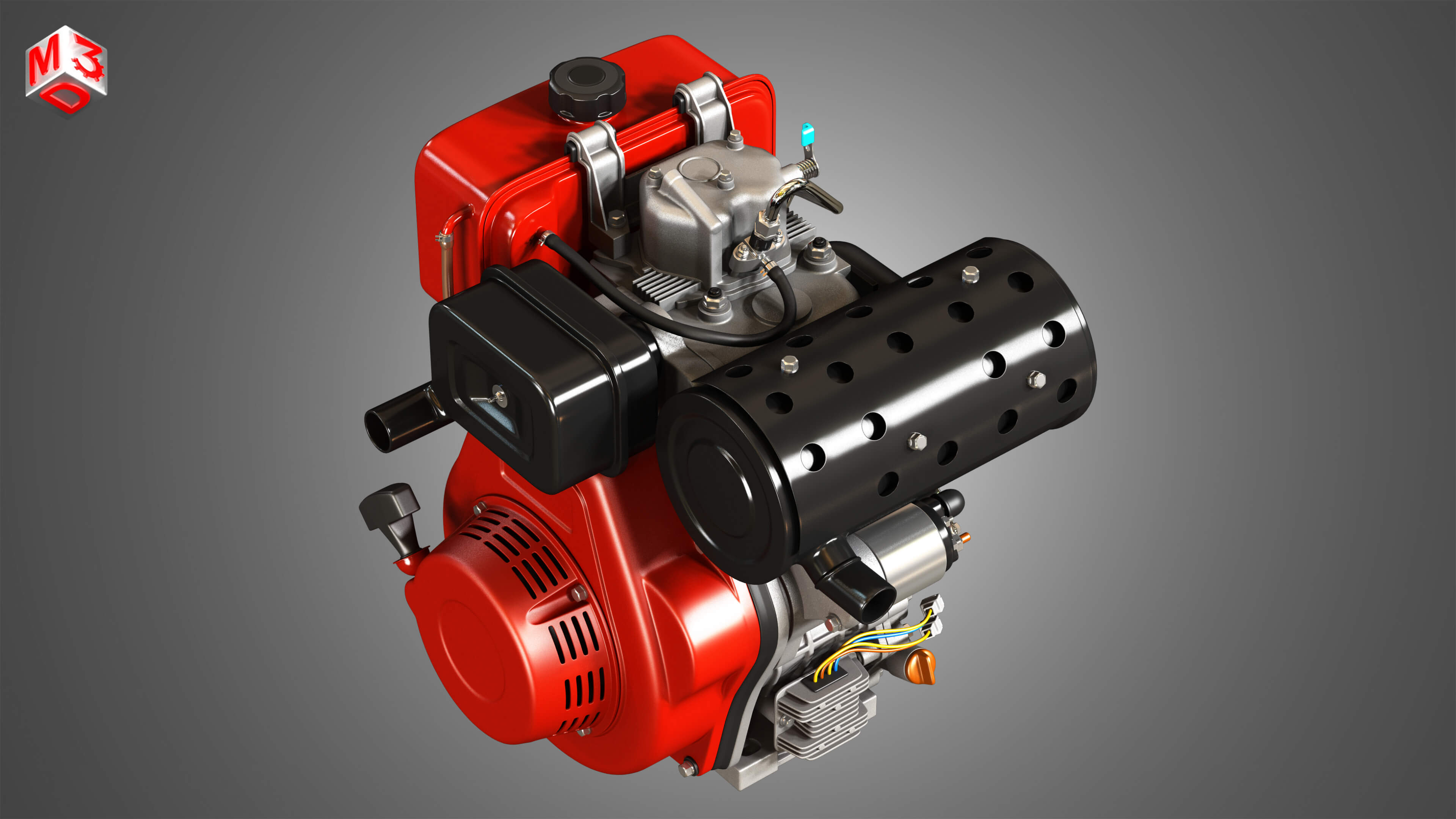 KD192F Single Cylinder Air-Cooled Engine 3D Model by Markos3d