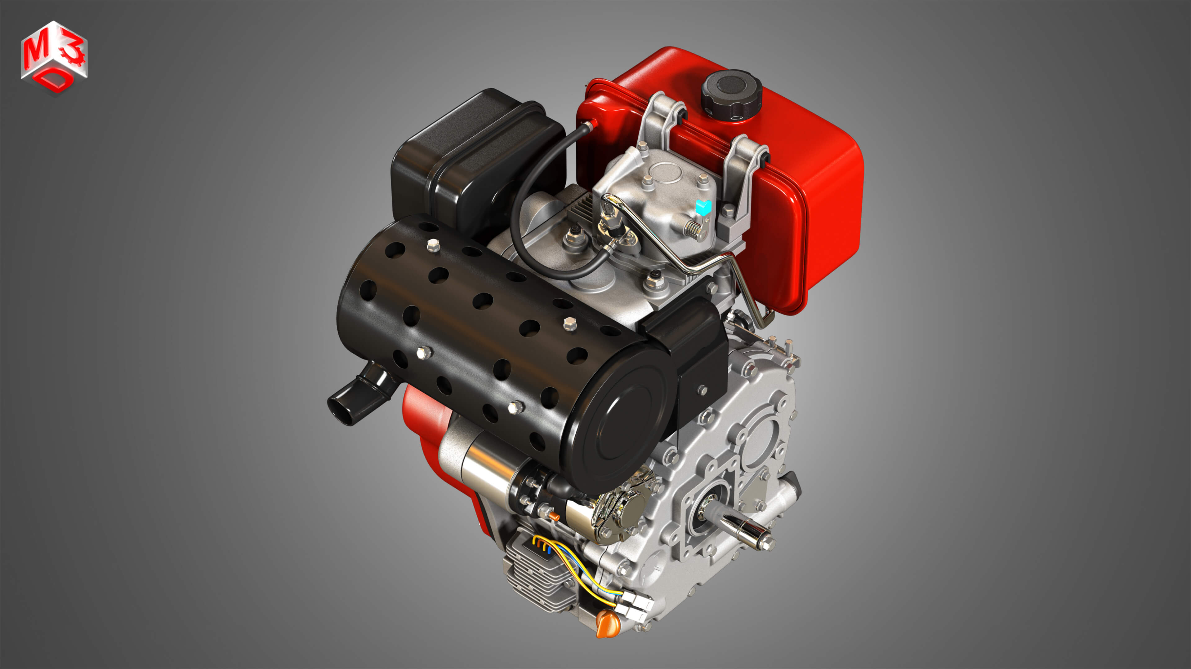 KD192F Single Cylinder Air-Cooled Engine 3D Model by Markos3d