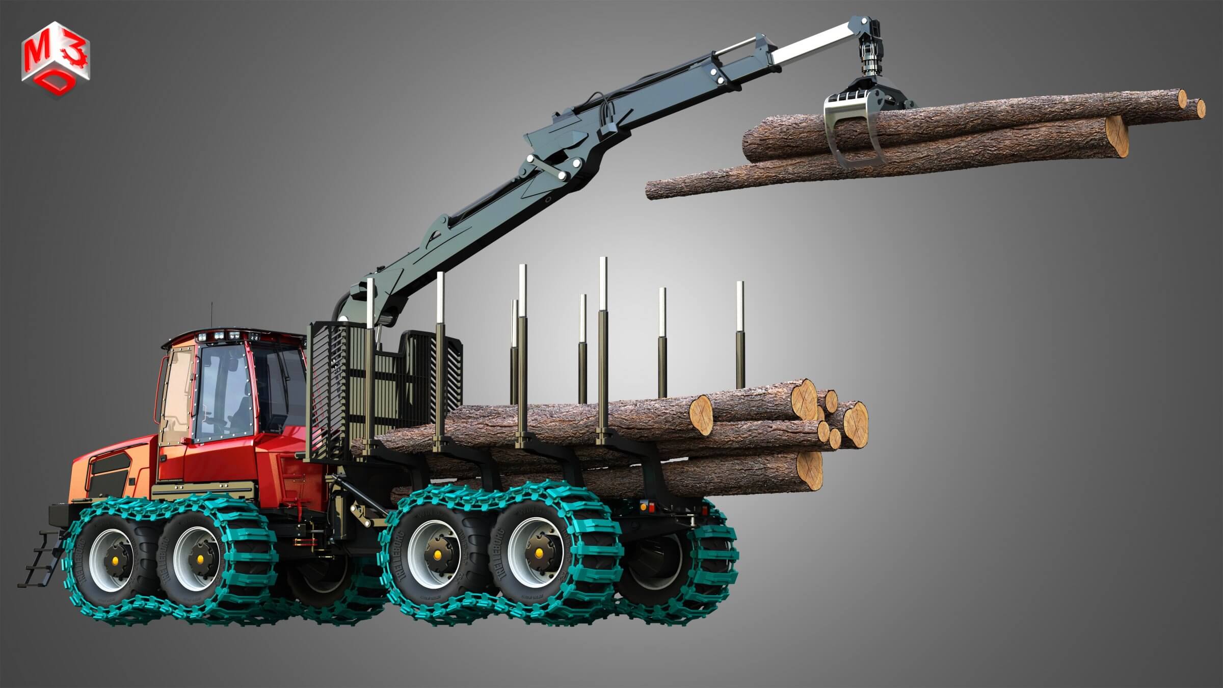 Komatsu 875 Forwarder - 3D Model by Markos3d