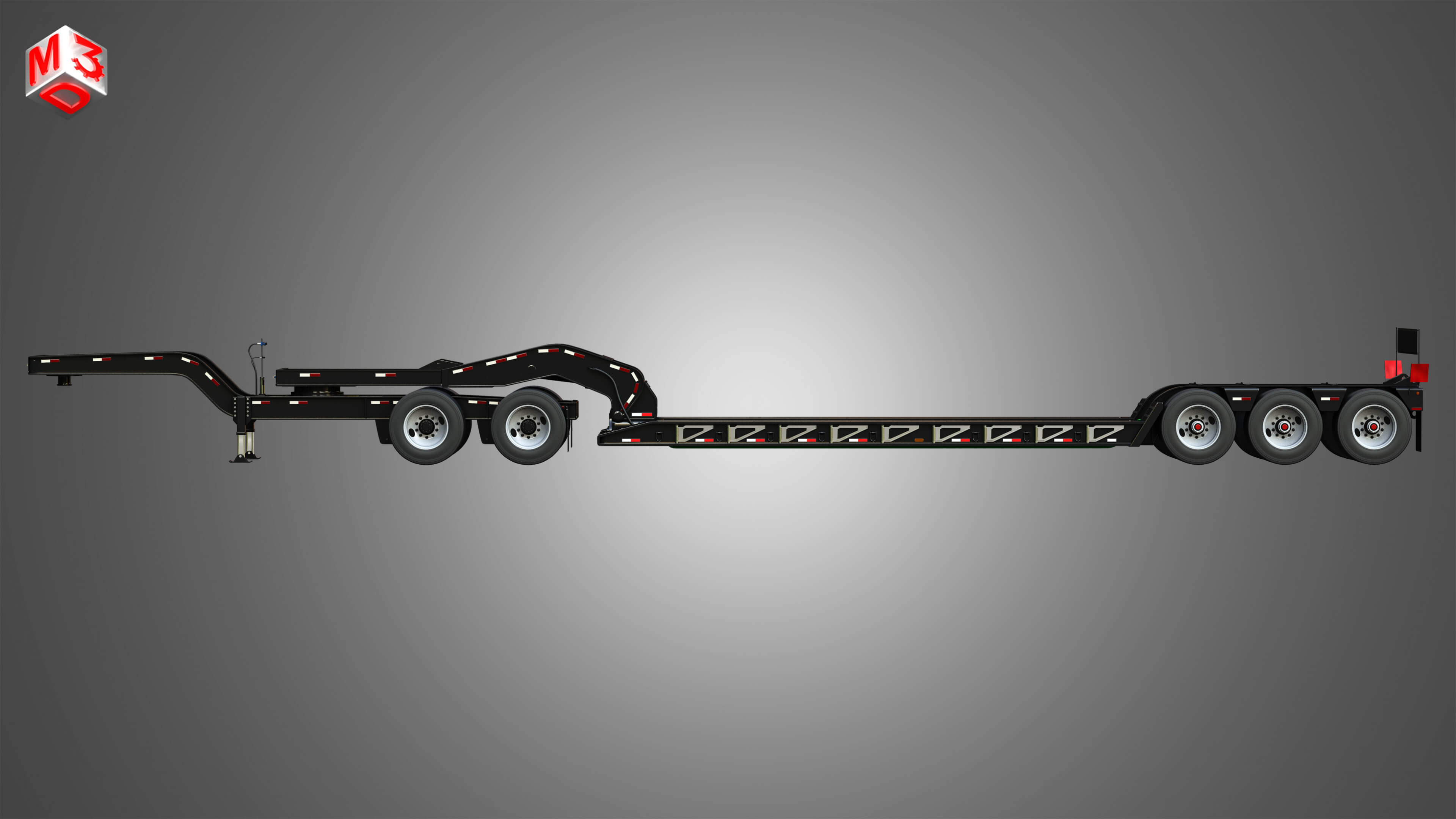 Lowboy Double Trailer - Oversize Load 3D Model by Markos3d