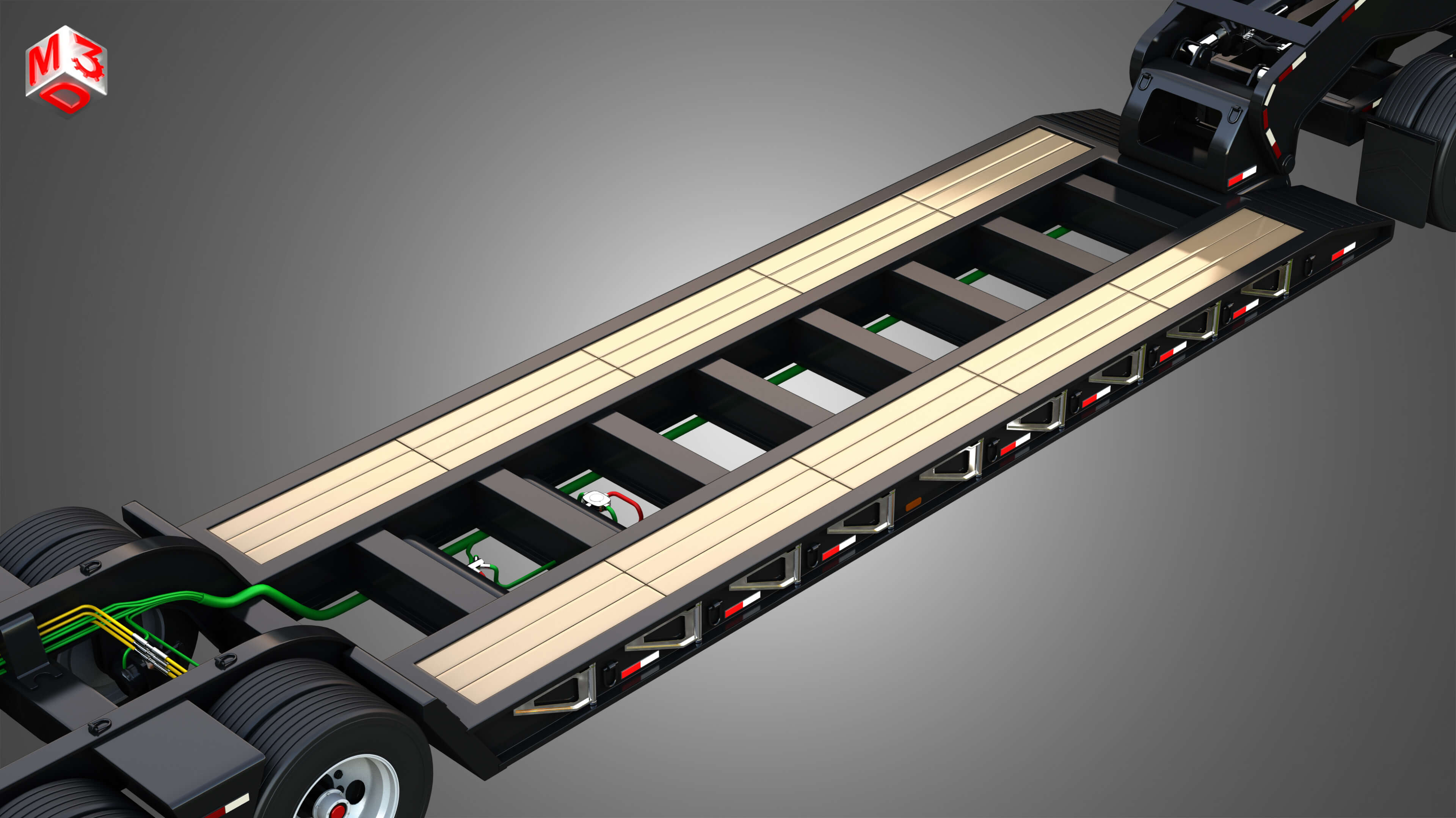 Lowboy Double Trailer - Oversize Load 3D Model by Markos3d