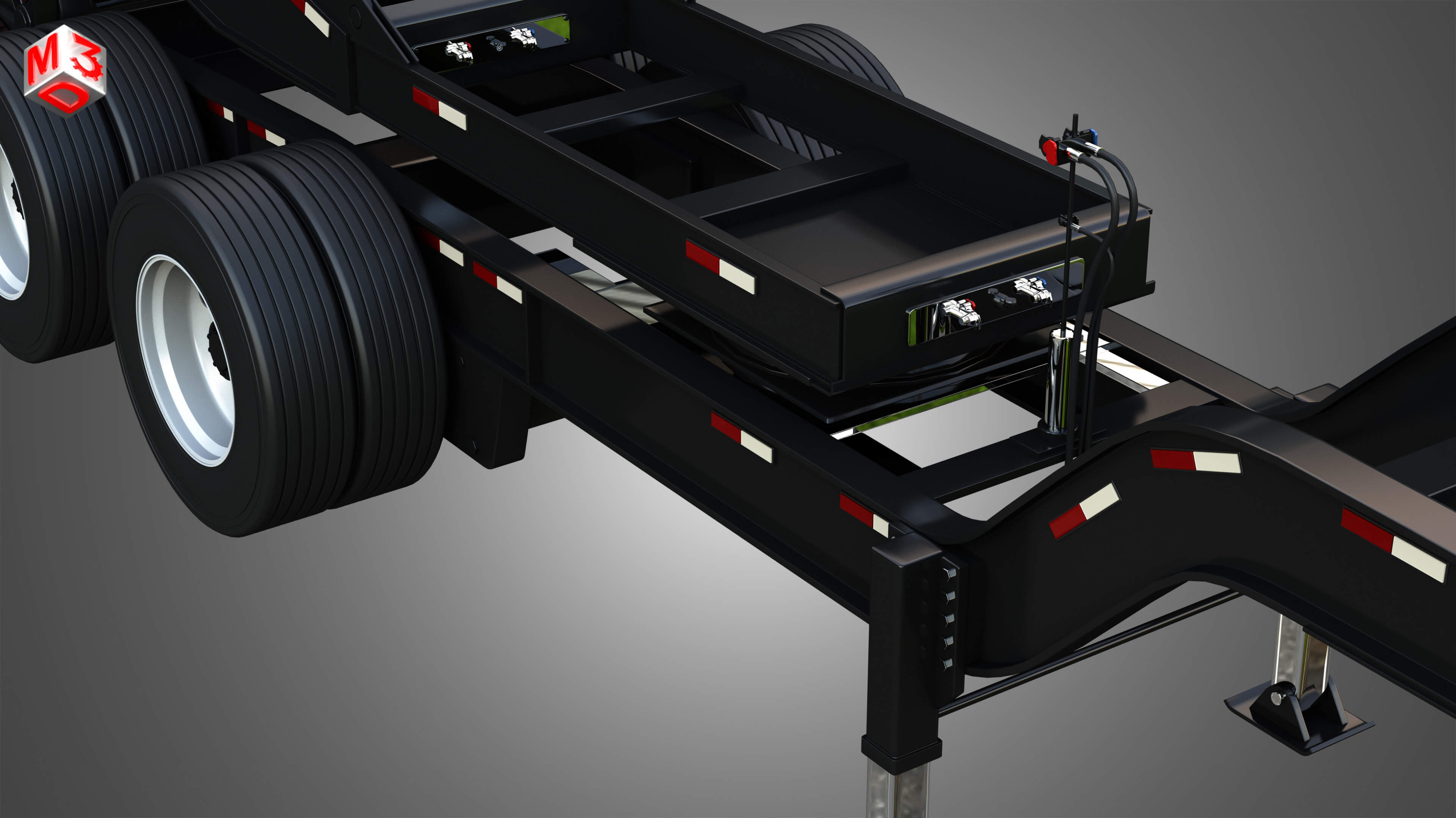 Lowboy Double Trailer - Oversize Load 3D Model by Markos3d