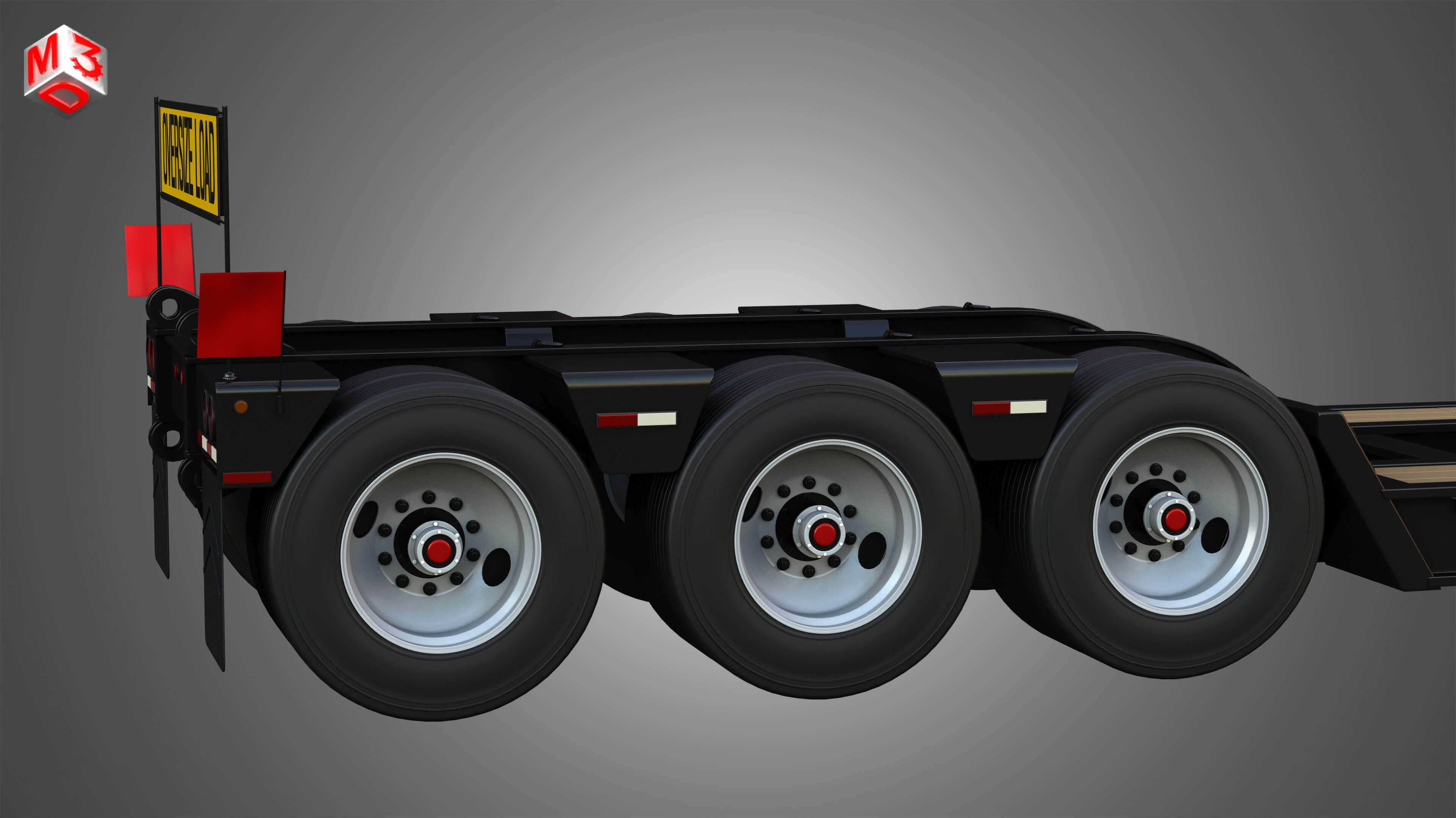 Lowboy Double Trailer - Oversize Load 3D Model by Markos3d