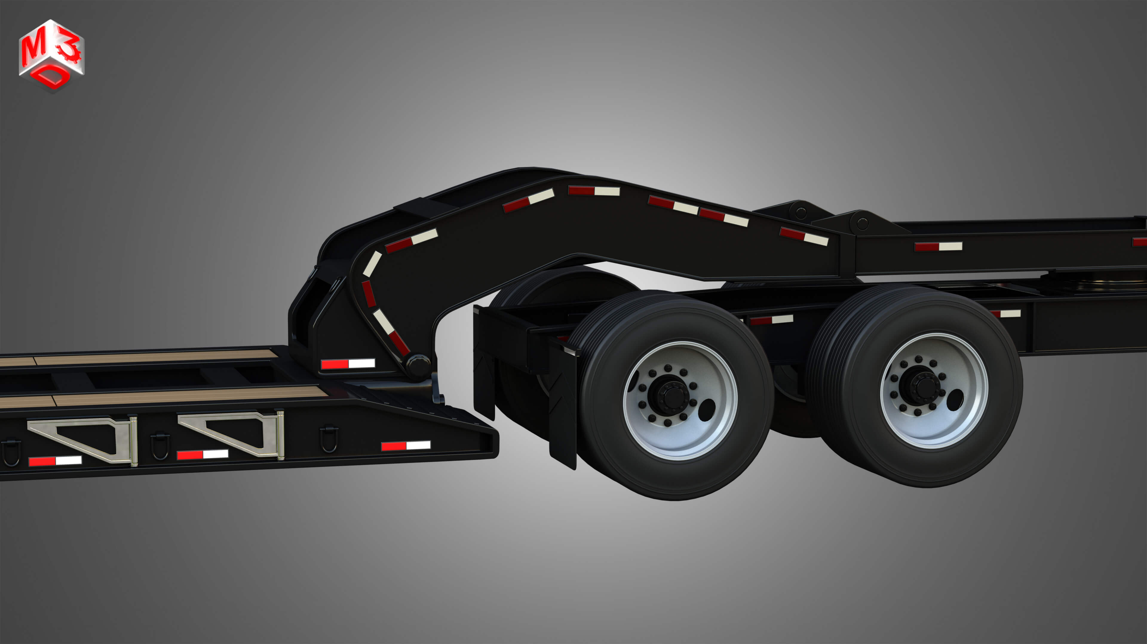 Lowboy Double Trailer - Oversize Load 3D Model by Markos3d