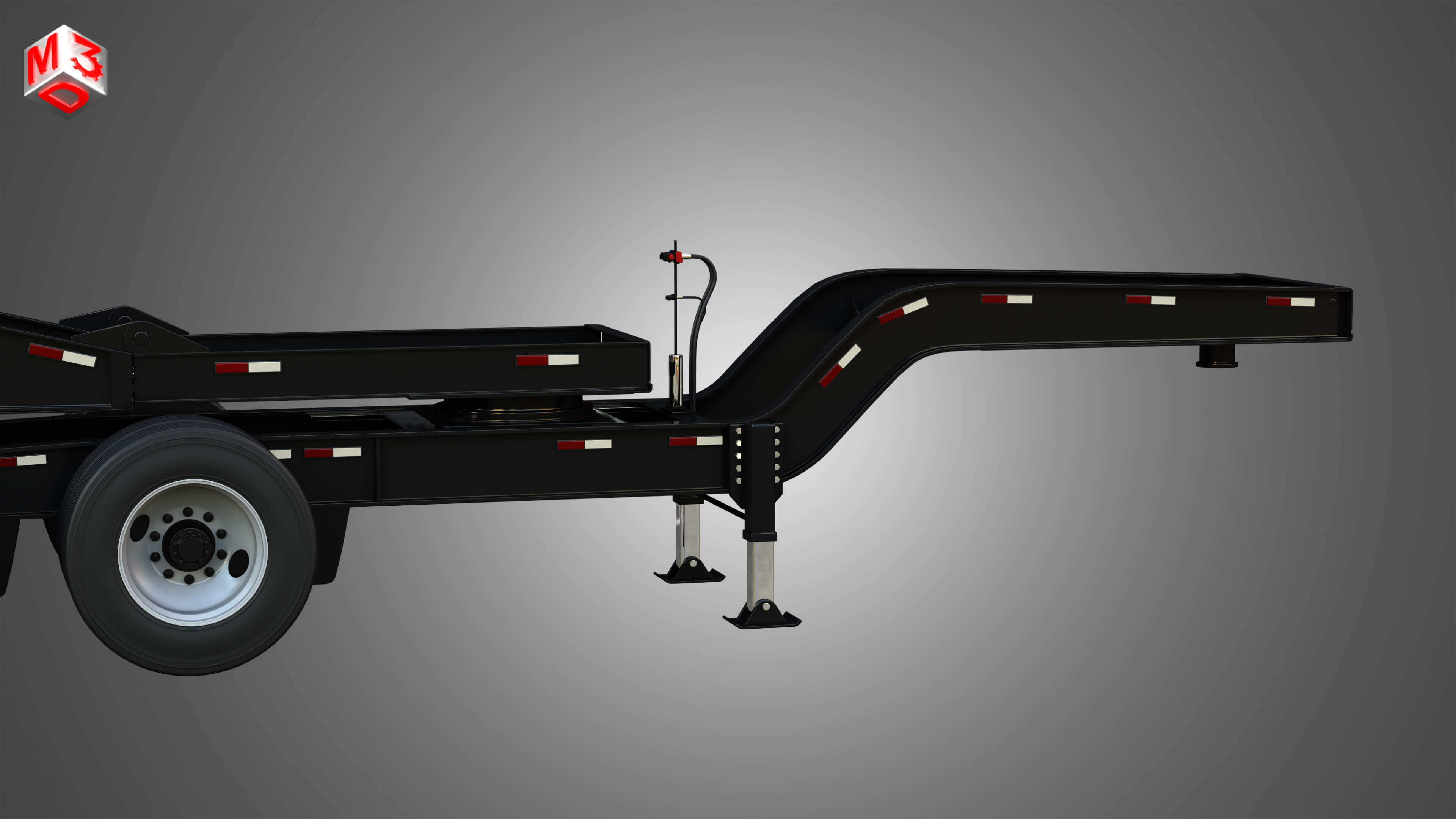 Lowboy Double Trailer - Oversize Load 3D Model by Markos3d