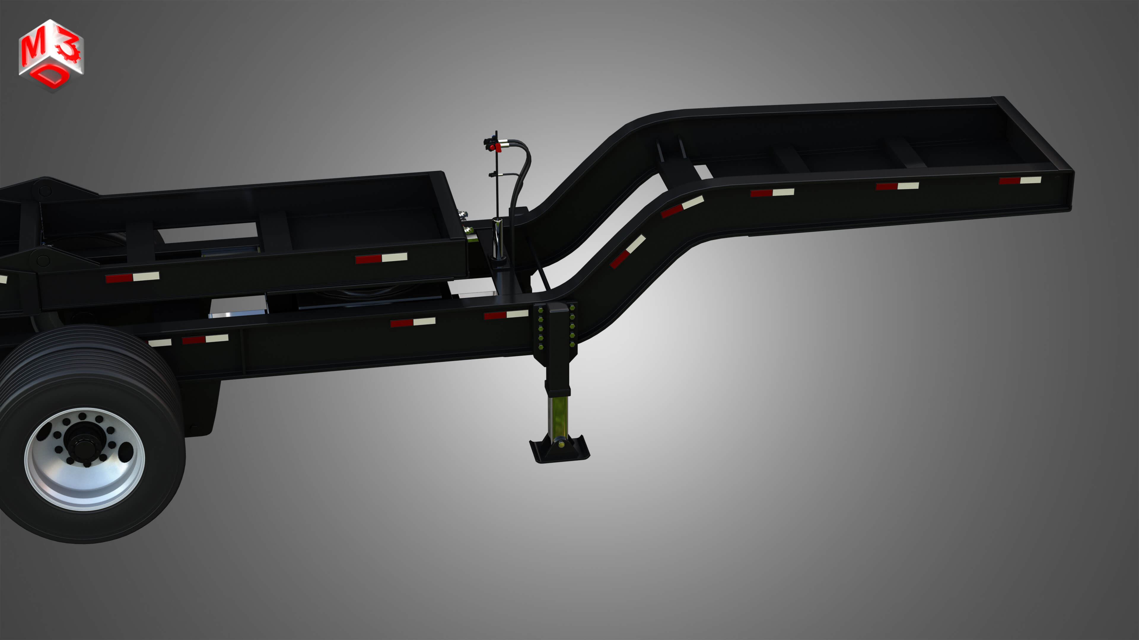 Lowboy Double Trailer - Oversize Load 3D Model by Markos3d