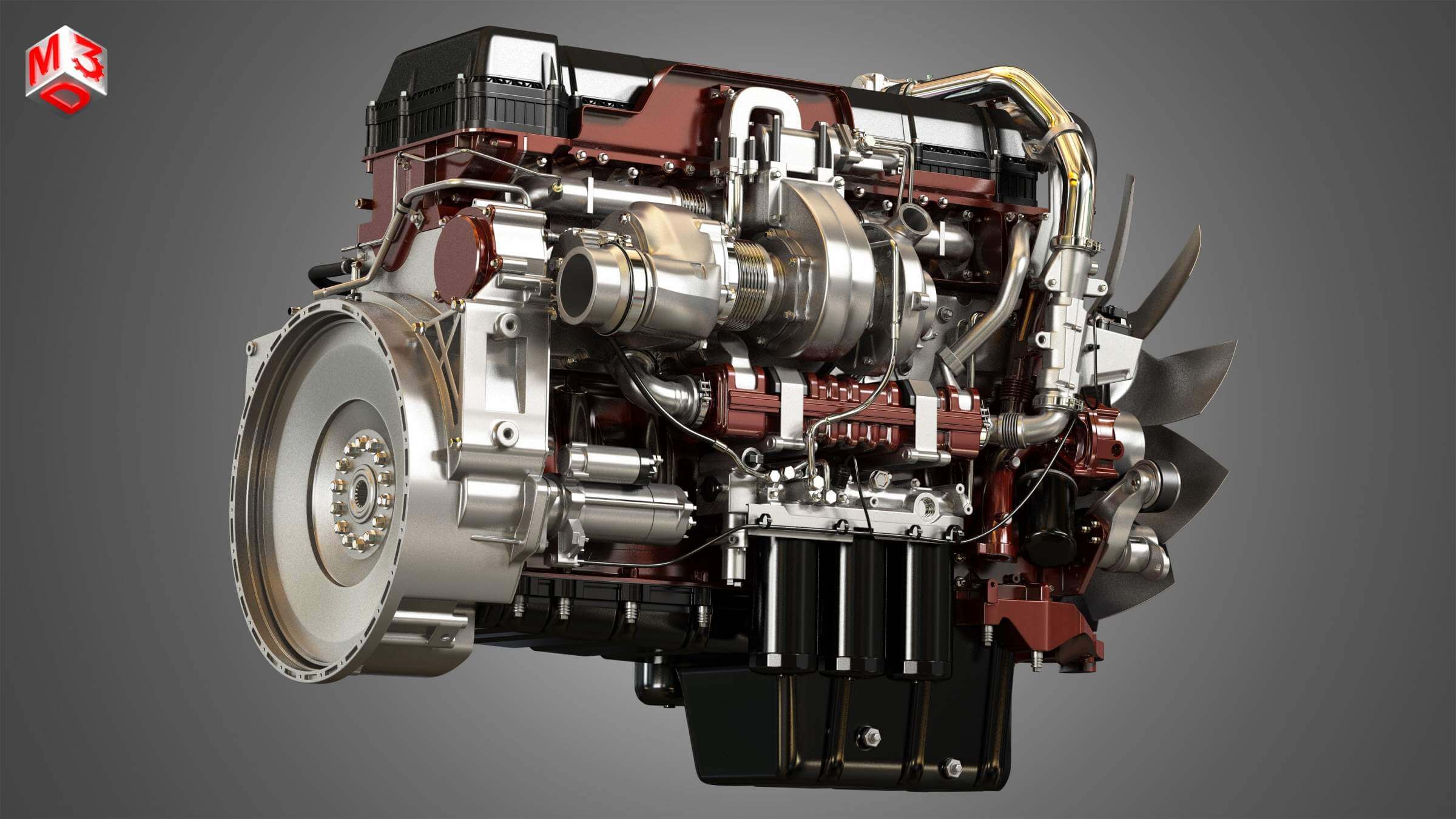 Mack MP8 Engine - 3D Model by Markos3d