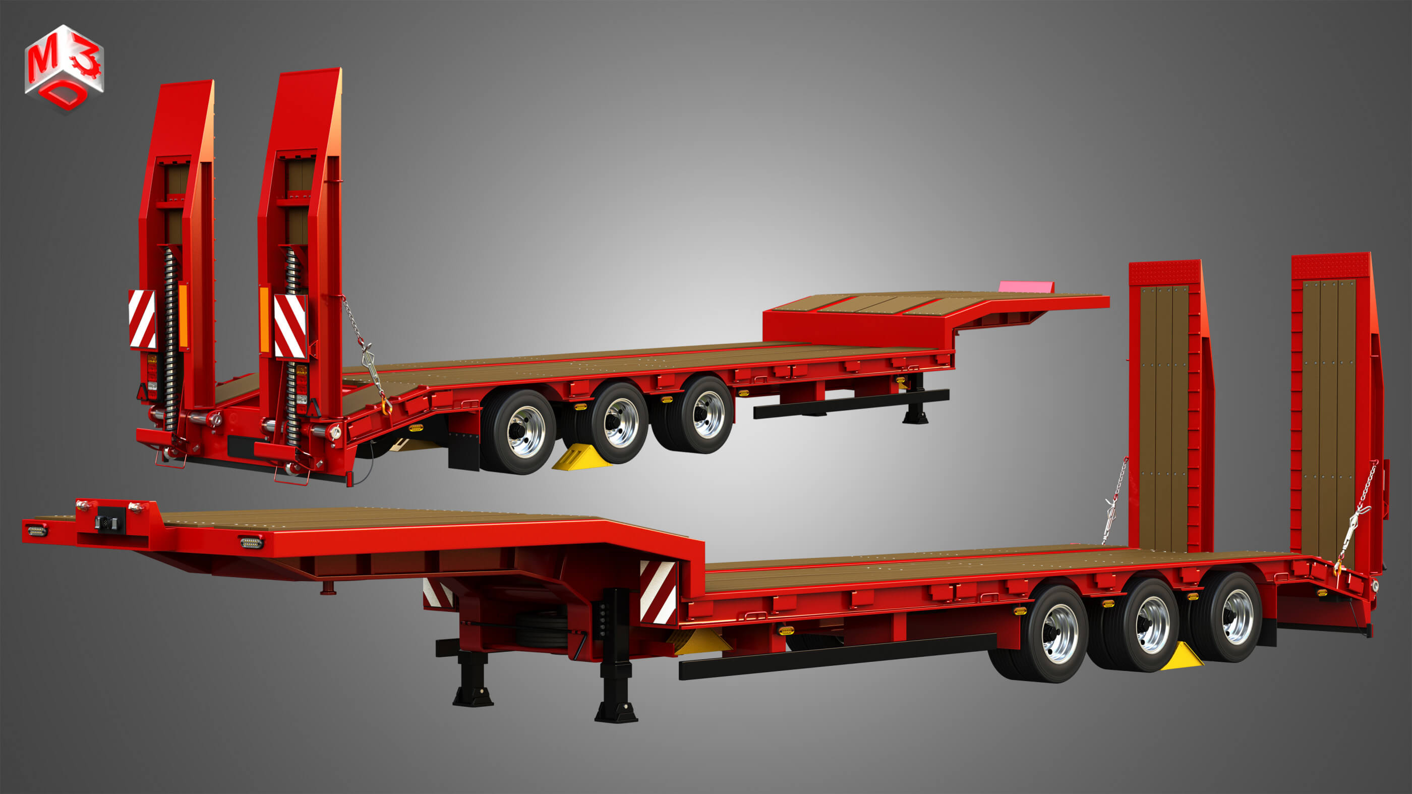 Schwarzmuller Trailer 3-Axle Low Loader 3D Model by Markos3d